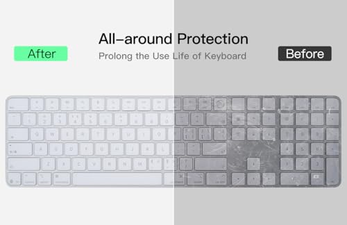 Keyboard Cover Skin for 2024 New Magic Keyboard with Touch ID and Numeric Keypad Model A3119 Ultra Thin Keyboard Protector, 2024 Magic Keyboard Accessories, Clear