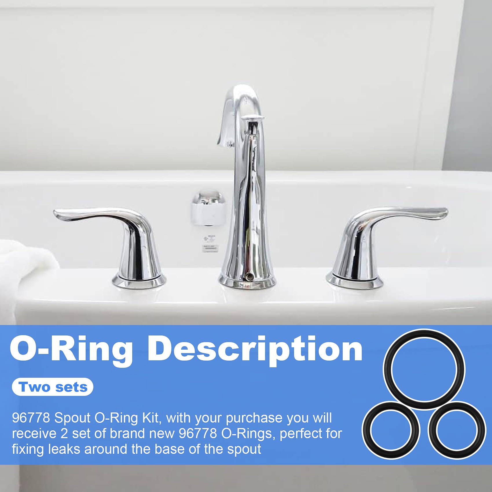 Fospectra 96778 O-Ring Kit for Moen Kitchen Faucets - Faucet O-Rings Replacement Kit, Durable Rubber Seals, Leak-Proof Design, Compatible with Moen 7400 Series & Other Models (2-Set)
