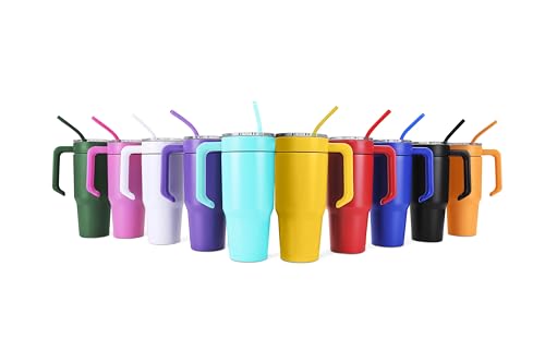 makerflo 30 oz Purple Powder Coated Tumbler Pack of 1 with Upgrad Handle Option, Includes a Sliding Splash & Leak Proof Lid, Ideal for Craft, Personalization (Laser Engraving, UV DTF, Epoxy, Vinyl)
