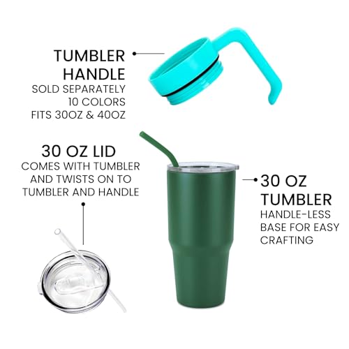 makerflo 30 oz Blue Powder Coated Tumbler Pack of 1 with Upgrad Handle Option, Includes a Sliding Splash & Leak Proof Lid, Ideal for Craft, Personalization (Laser Engraving, UV DTF, Epoxy, Vinyl)