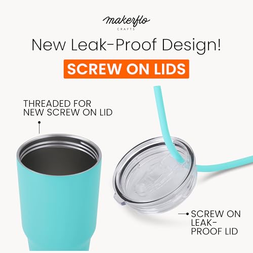 makerflo 30 oz Blue Powder Coated Tumbler Pack of 1 with Upgrad Handle Option, Includes a Sliding Splash & Leak Proof Lid, Ideal for Craft, Personalization (Laser Engraving, UV DTF, Epoxy, Vinyl)