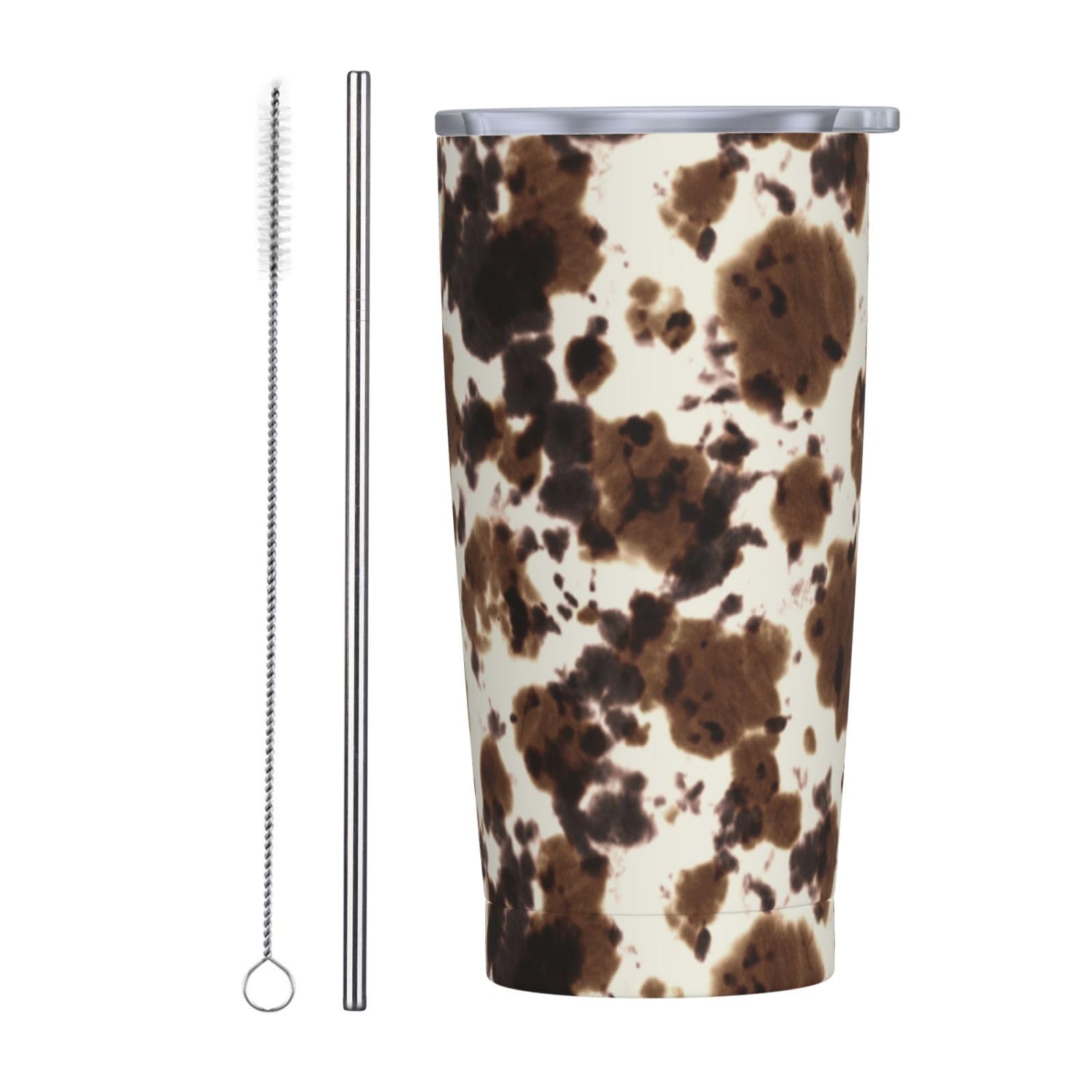 JASROTAO Western Browncow Tumbler,Browncow 20oz Stainless Steel Insulated Travel Tumbler,Travel Coffee Mug with Lid and Straw Water Bottle Drink Tumbler Cups Gifts for Women Men