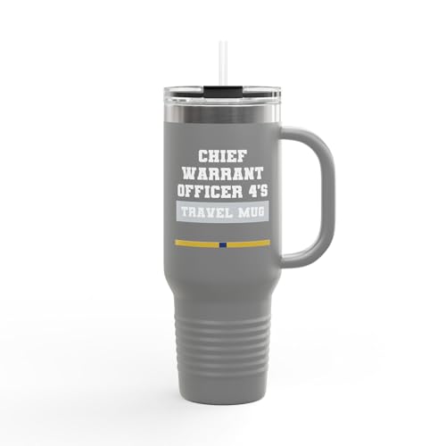 Chief Warrant Officer 4's Travel Mug: Insulated Stainless Steel Tumbler with Handle and Straw, Military Gift (40oz)