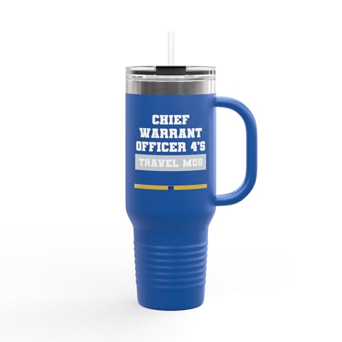 Chief Warrant Officer 4's Travel Mug: Insulated Stainless Steel Tumbler with Handle and Straw, Military Gift (40oz)