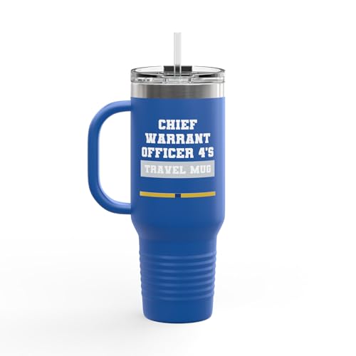 Chief Warrant Officer 4's Travel Mug: Insulated Stainless Steel Tumbler with Handle and Straw, Military Gift (40oz)