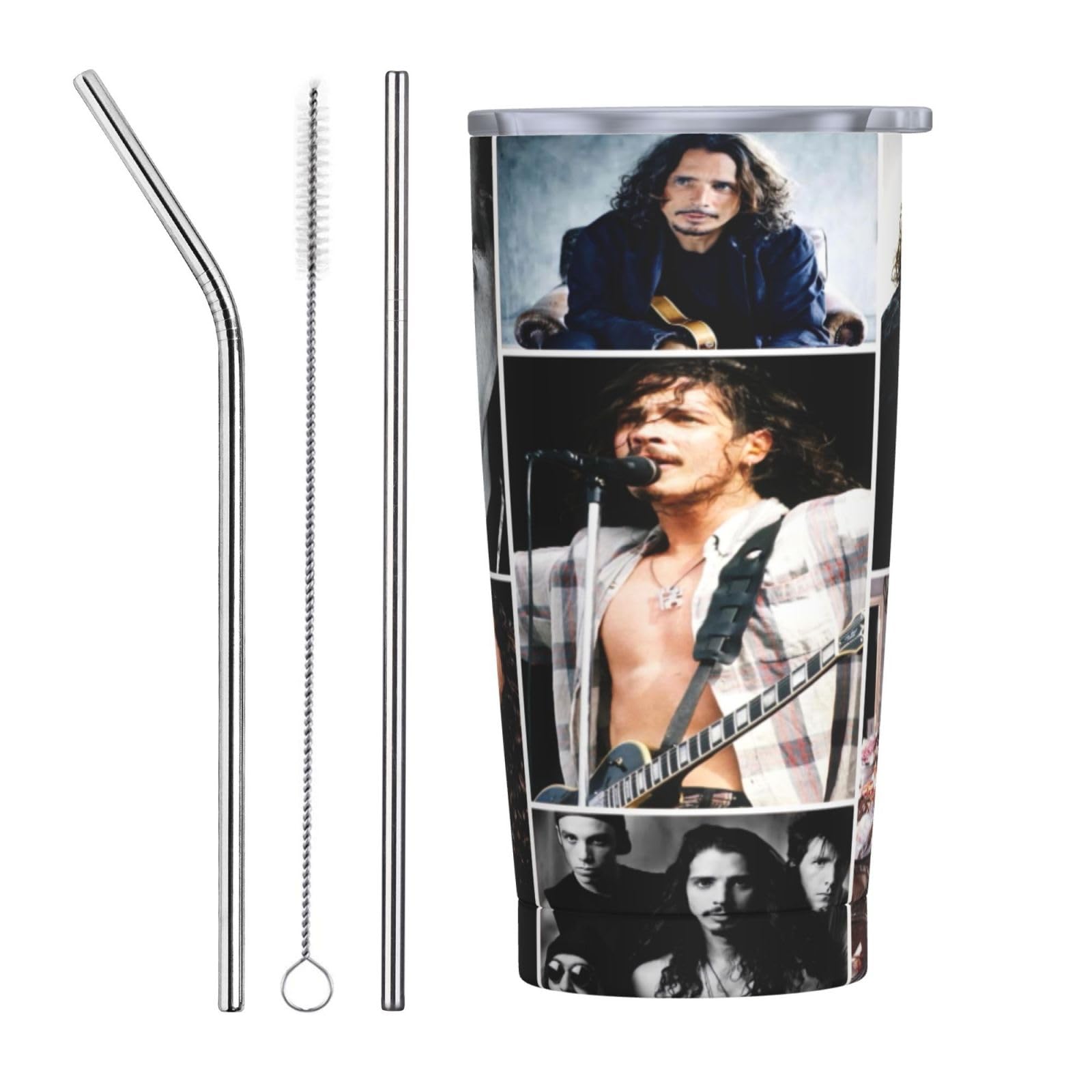 XULVYOU Chris Music Cornell Insulated Tumblers with Lid and Straws 20oz Stainless Steel Vacuum Travel Coffee Mugs Tea Cups