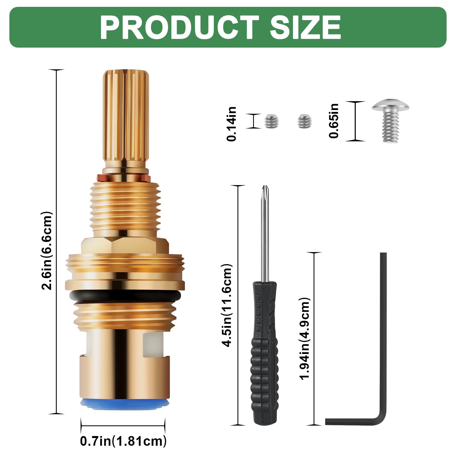 Brass 1-001 Cold Cartridge, Compatible With Brass 1-001 Cartridge, Faucet Cartridge for Bathroom Basin Faucet, Brass Constructio (1-001 Cold Cartridge)