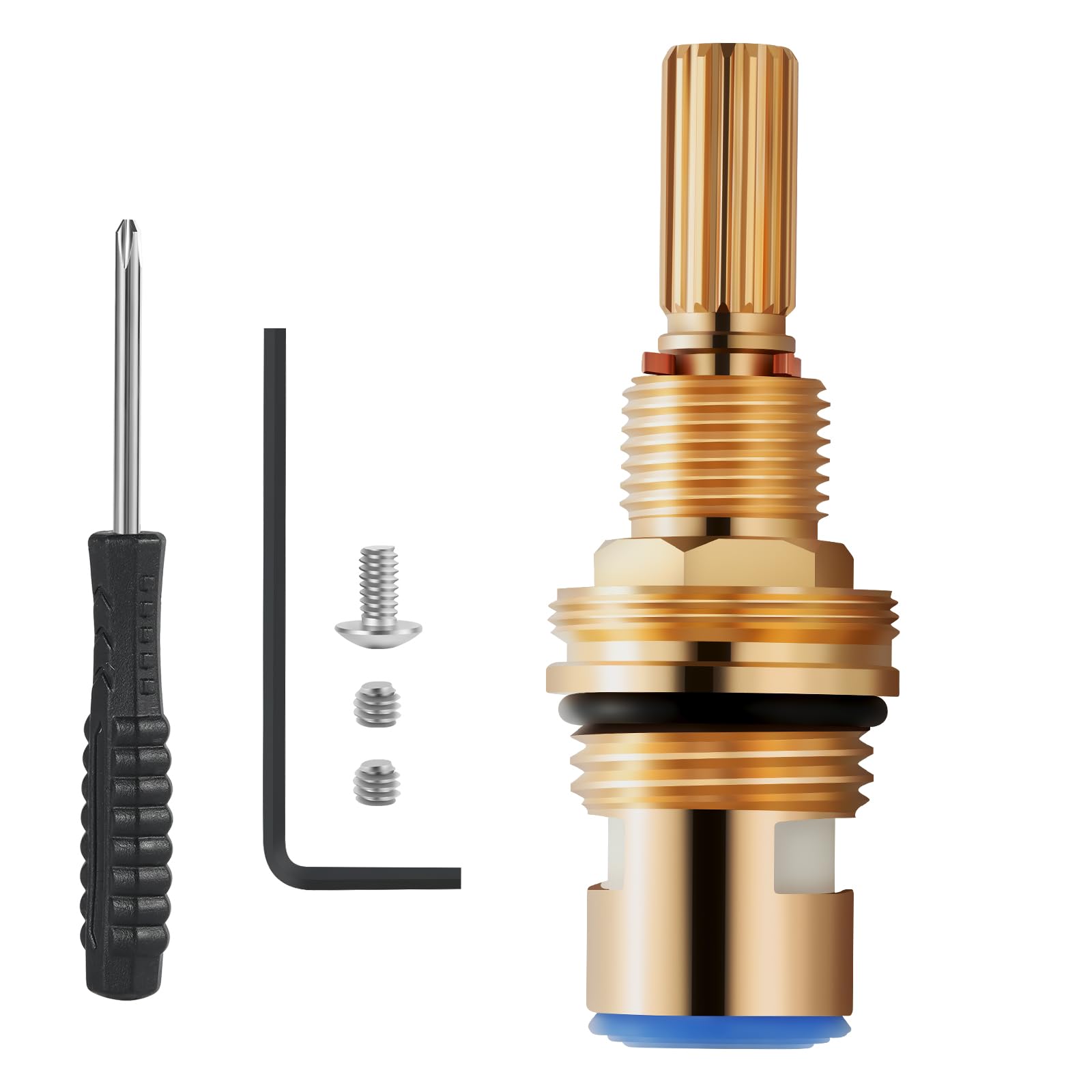 Brass 1-001 Cold Cartridge, Compatible With Brass 1-001 Cartridge, Faucet Cartridge for Bathroom Basin Faucet, Brass Constructio (1-001 Cold Cartridge)