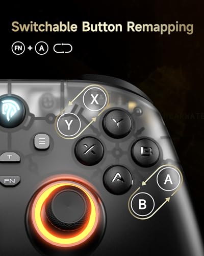 EasySMX D05 PC Controller - Enhanced Wireless Bluetooth Pro Controller with Charging Dock/Hall Sensor/RGB Lighting - No Stick Drift, No Dead Zone - Work for Windows PC, Android, Steam and Switch