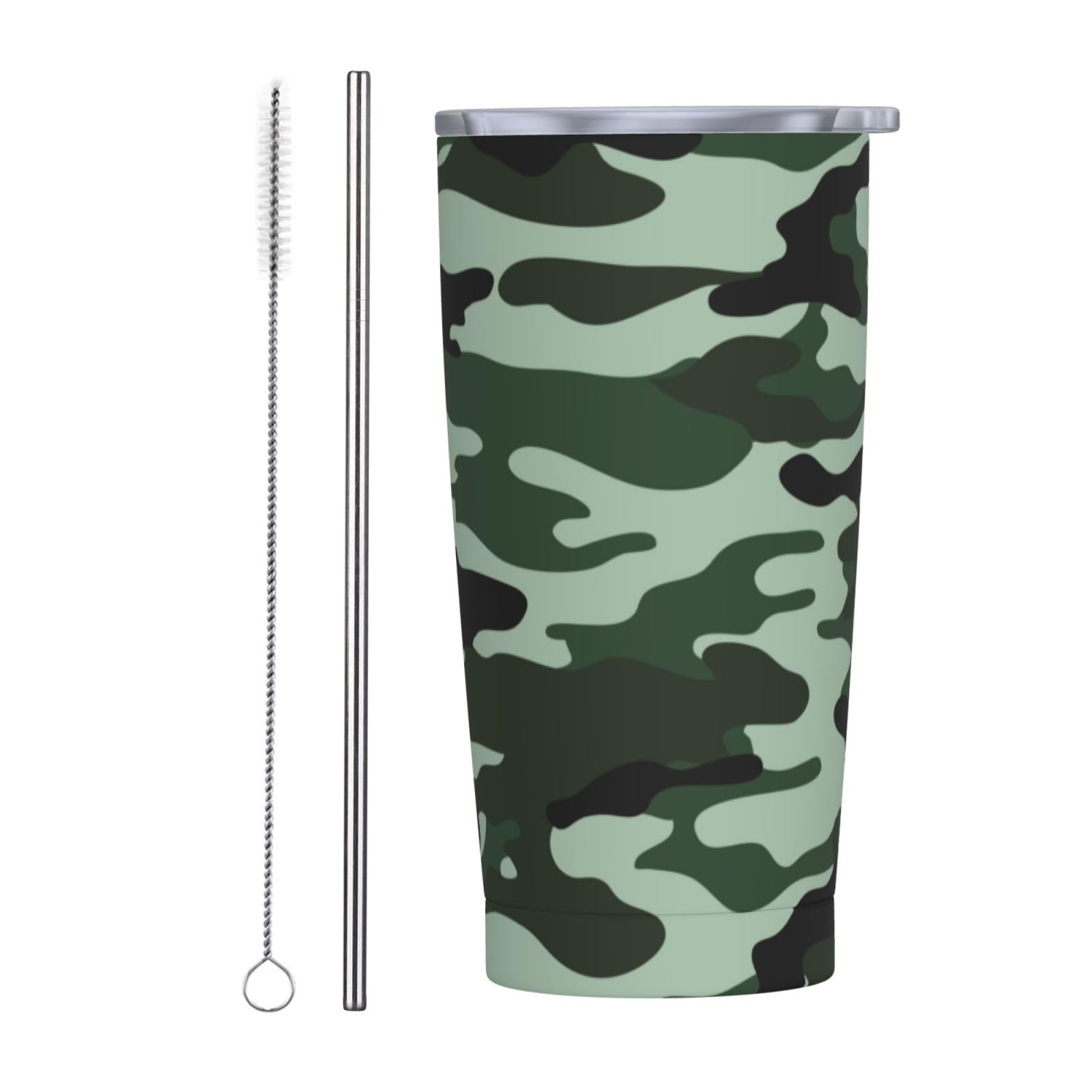 CHASOEA Camo Tumbler 20oz Camo Stainless Steel Insulated Tumblers with Lid and Straw Green Travel Coffee Mug Tea Wine Cups Water Bottle Holiday Gifts for Women