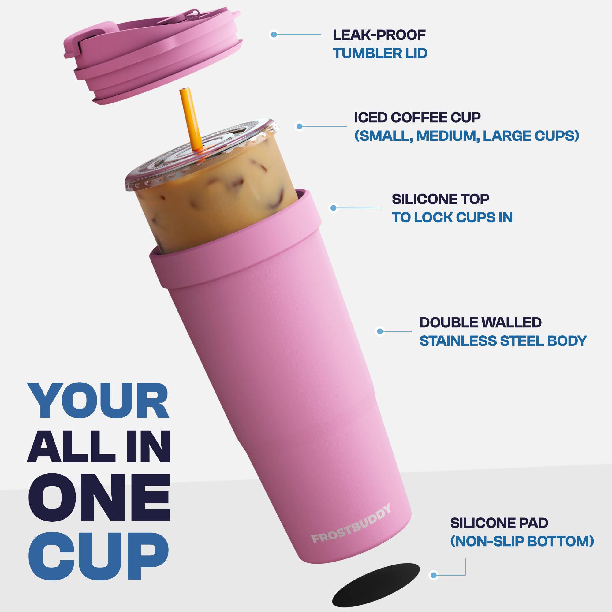 Frost Buddy Togo Buddy - 30 oz Stainless Steel Vacuum Insulated Tumbler - Thermal Mug for Hot and Cold Drinks - Dunkin Cup (Augusta)
