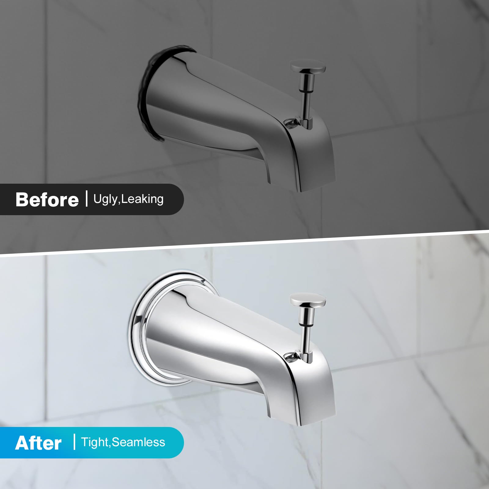 Metal Tub Spout Cover Ring, Bathroom Faucet Remodeling Wall Plate with Foam Gasket