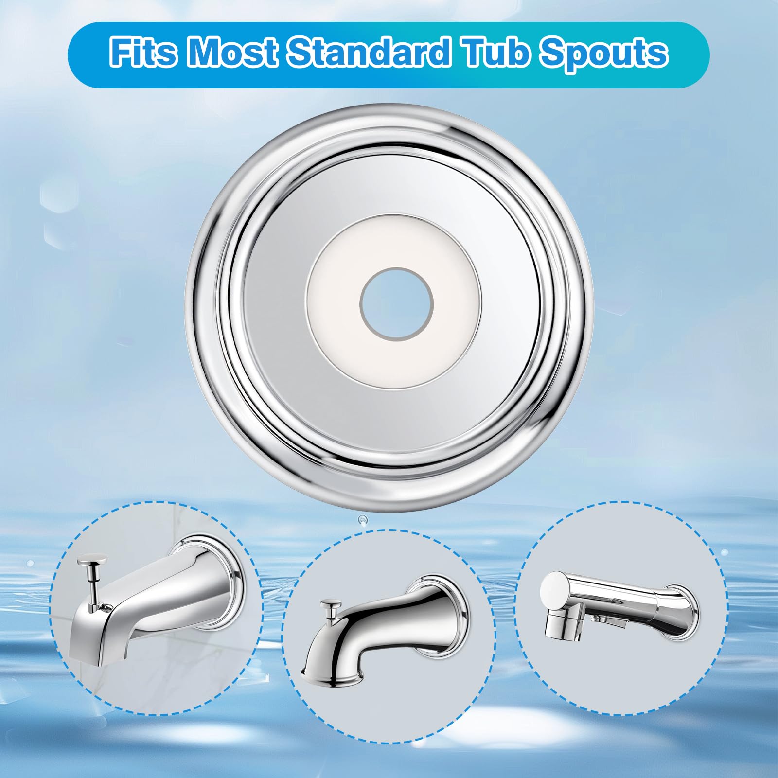 Metal Tub Spout Cover Ring, Bathroom Faucet Remodeling Wall Plate with Foam Gasket