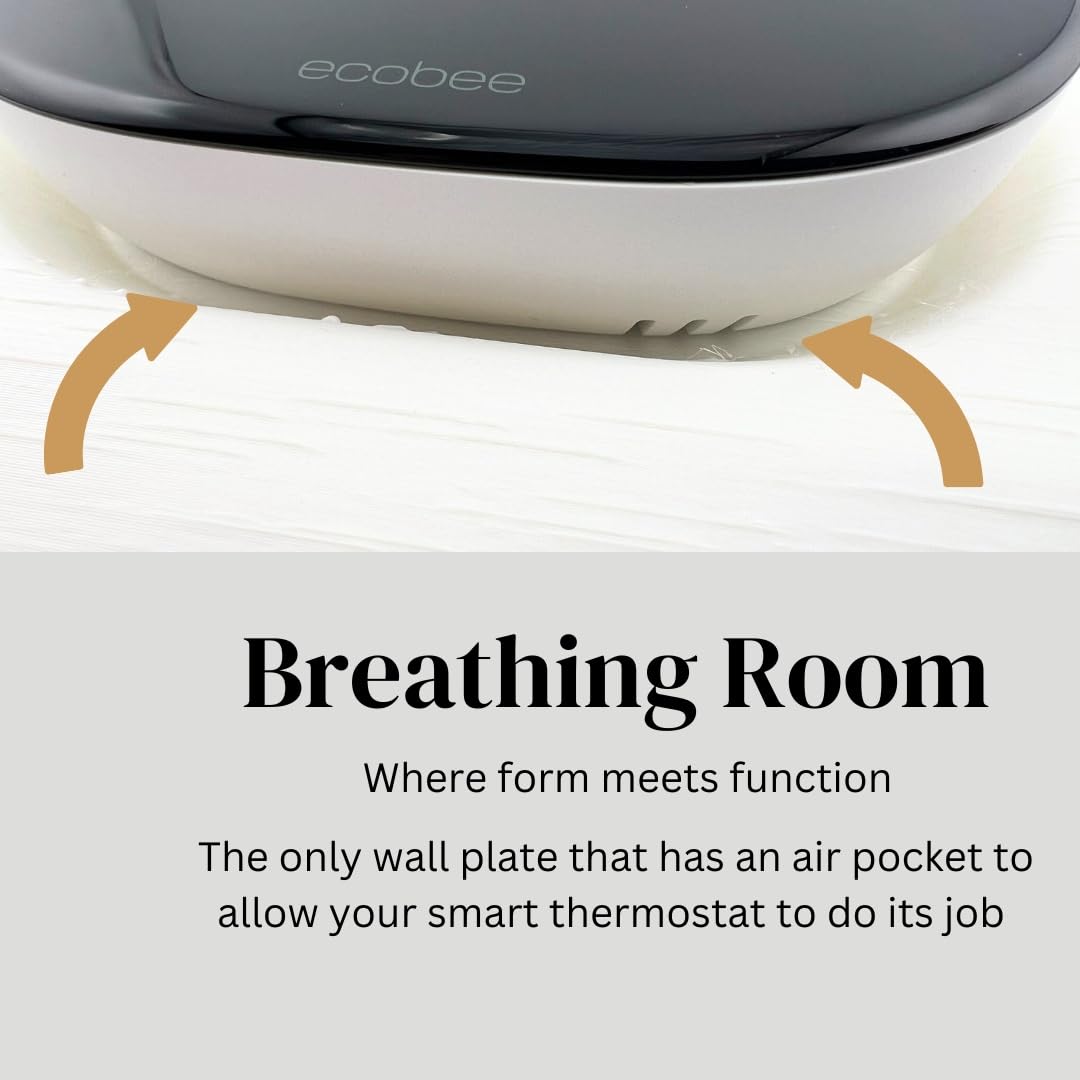 Wall Plate for Ecobee Smart Thermostat Enhanced and Premium, Modern Textured Design Solar White Square