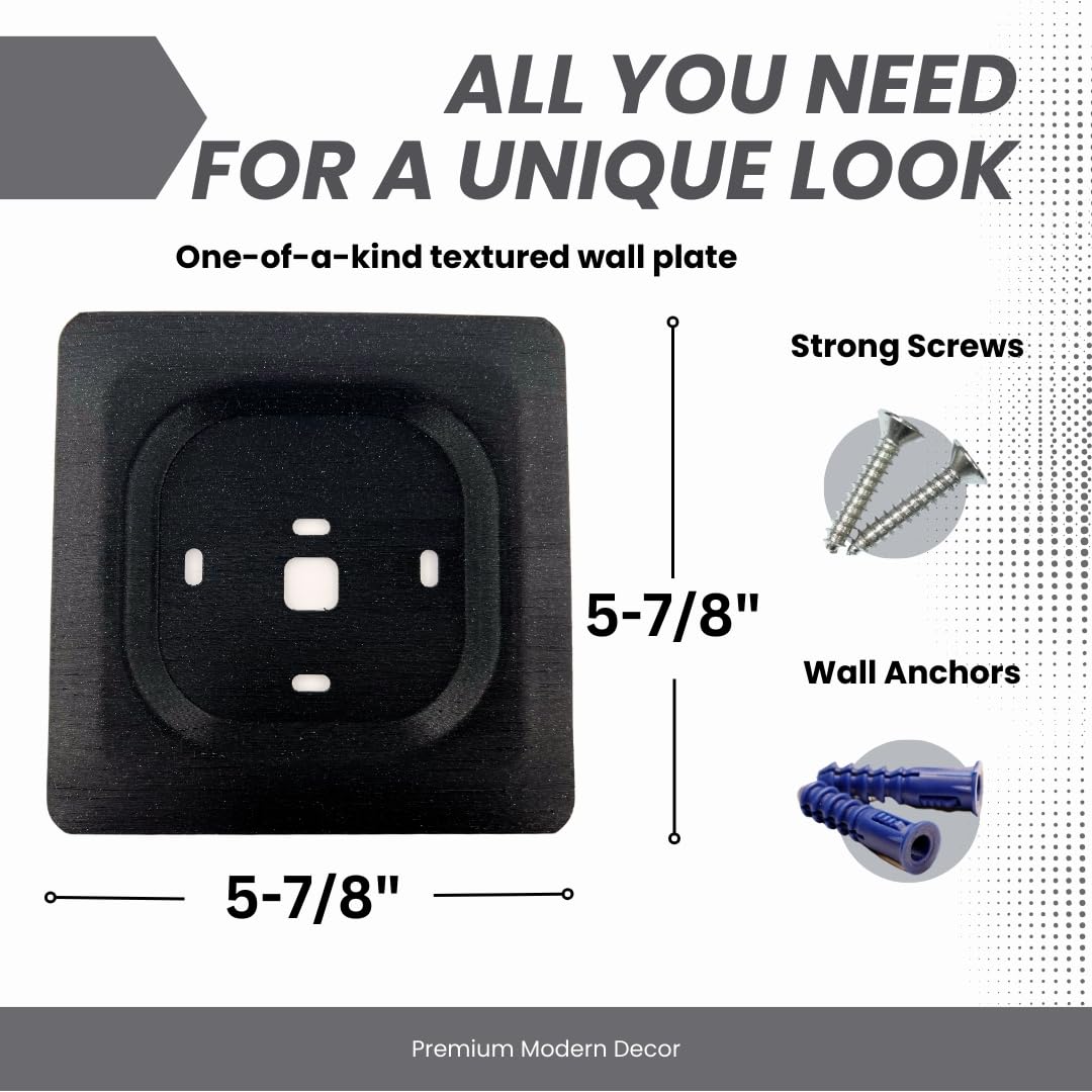 Wall Plate for Ecobee Smart Thermostat Enhanced and Premium, Modern Textured Design Onyx Black Square