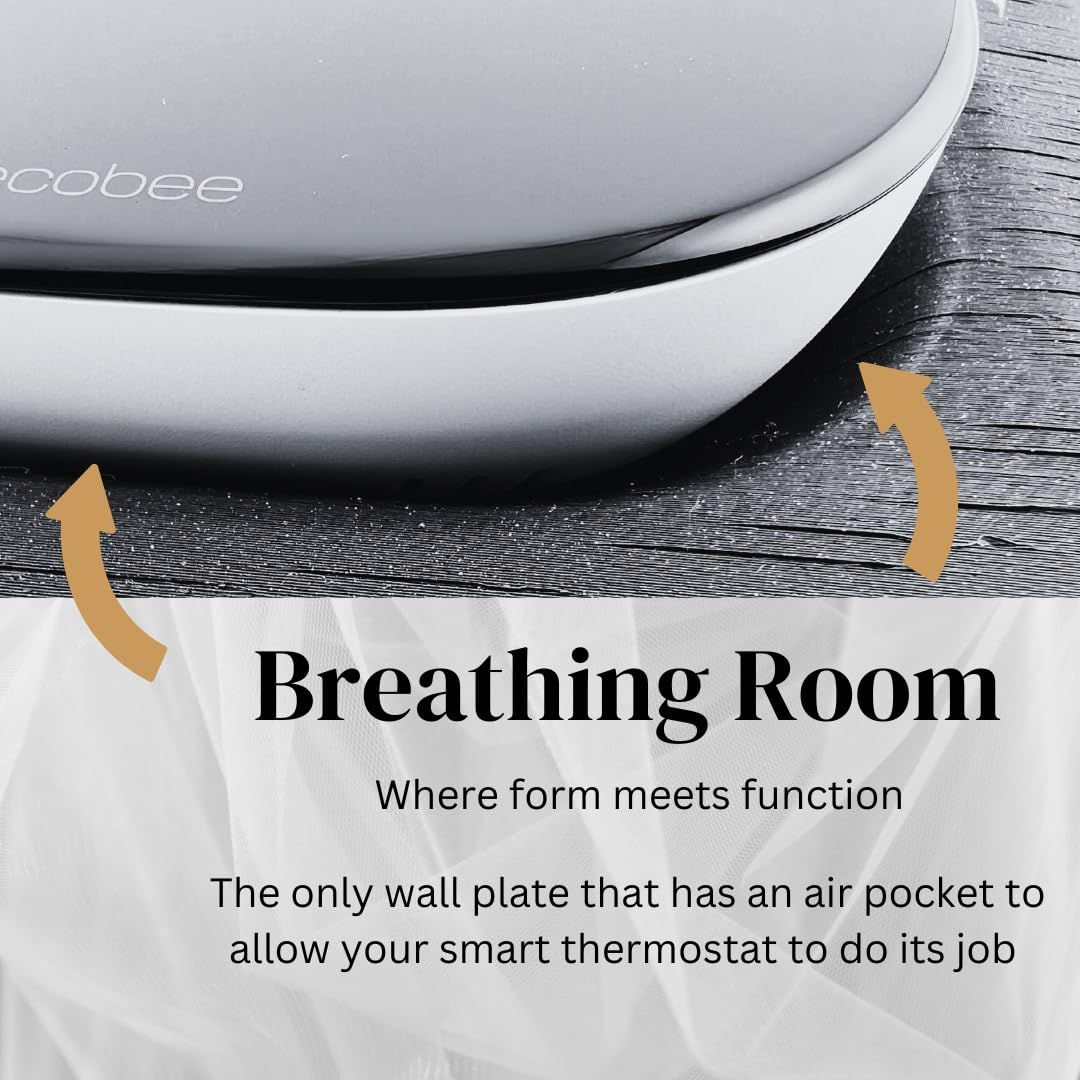 Wall Plate for Ecobee Smart Thermostat Enhanced and Premium, Modern Textured Design Onyx Black Square