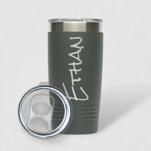 ETCHIFIED Personalized 20oz Stainless Steel Tumbler with Slider Lid - Vacuum Insulated Travel Mug, Add a Name - Keeps Hot or Cold for Hours
