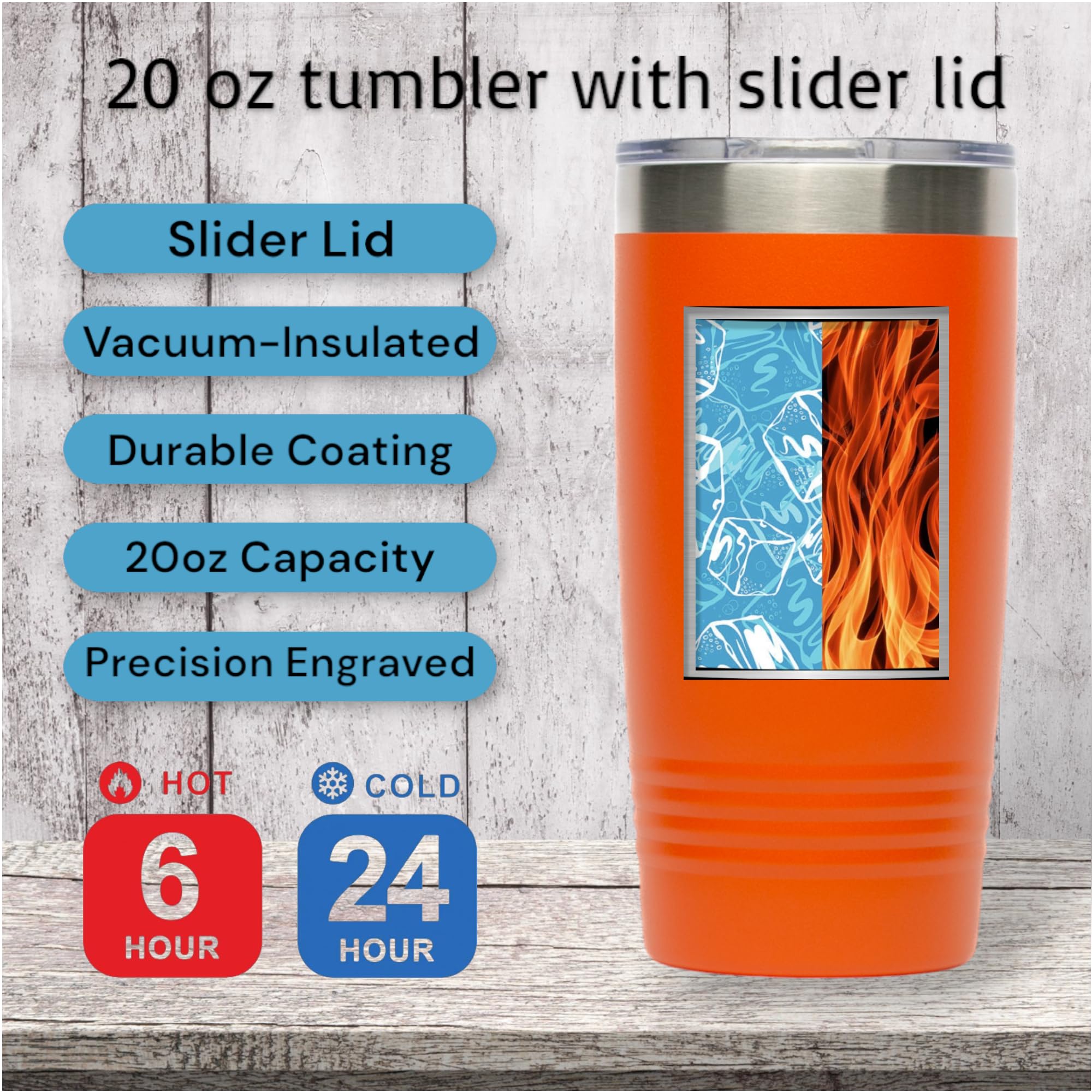 ETCHIFIED Personalized 20oz Stainless Steel Tumbler with Slider Lid - Vacuum Insulated Travel Mug, Add a Name - Keeps Hot or Cold for Hours