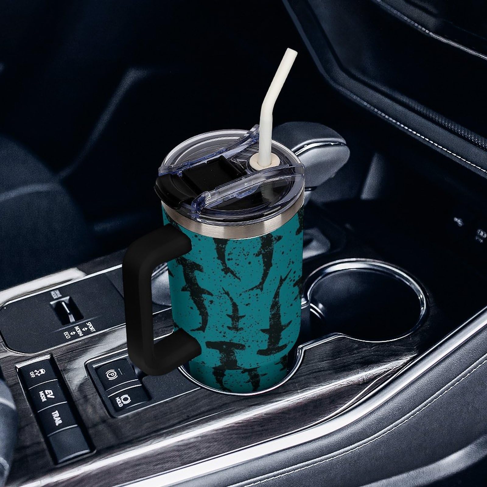NAWFIVE 40oz Tumbler with Handle Sharks Hammer Marine Travel Mug Straw Covers Cup with Lid Insulated Stainless Steel,Leak Proof,Cupholder Friendly Water Iced Tea Coffee Gift