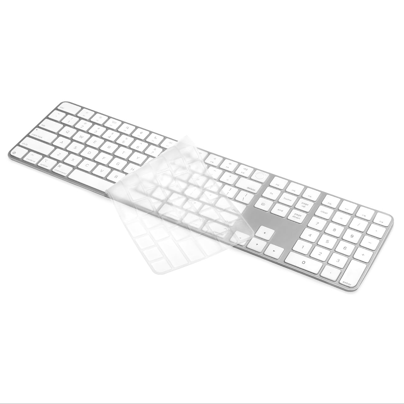 ProElife Keyboard Cover Skin for 2024 Magic Keyboard with Touch ID and Numeric Keypad (A3119) Ultra-Thin Silicon Protector (4 Keys ON The Left of Space BAR) (Transparent)