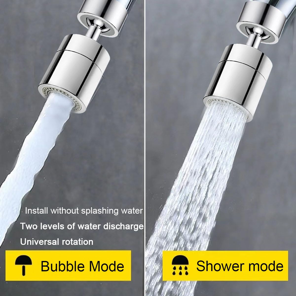2 Pcs Faucet Aerator, 360° Swivel Kitchen Sink Faucet Aerator, Big Angle Twist, Dual-function 2-Flow Sprayer Faucet Head, Sink Sprayer Attachement, Faucet Replacement Part 55/64'', Chrome