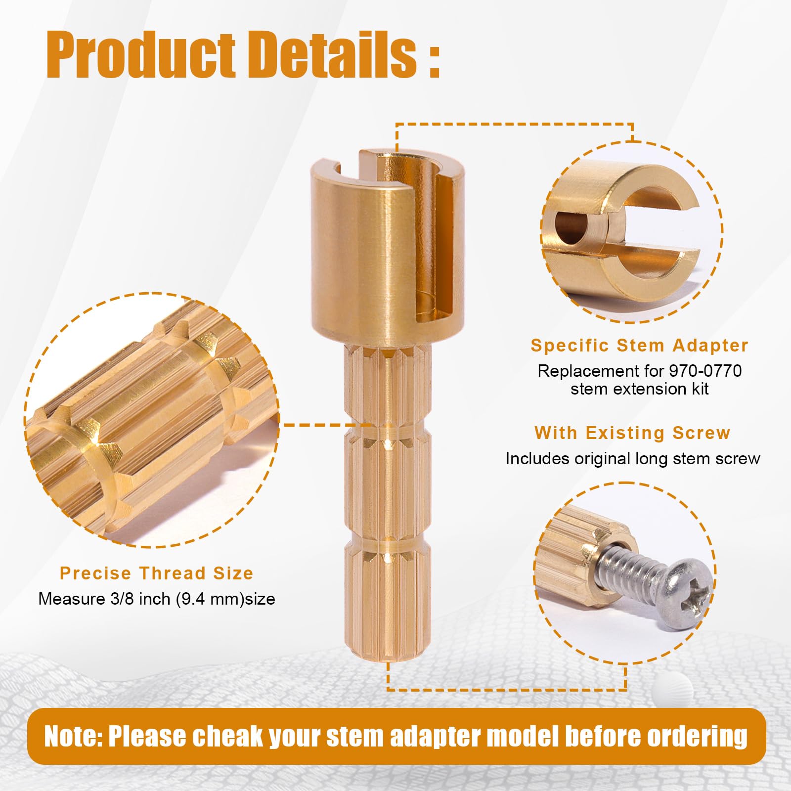 970-0770 Stem Adapter Compatible with Pfister Shower valve Trim Handle Stem Extension Tub and Faucet Accessories Extender Trim Repair Kit