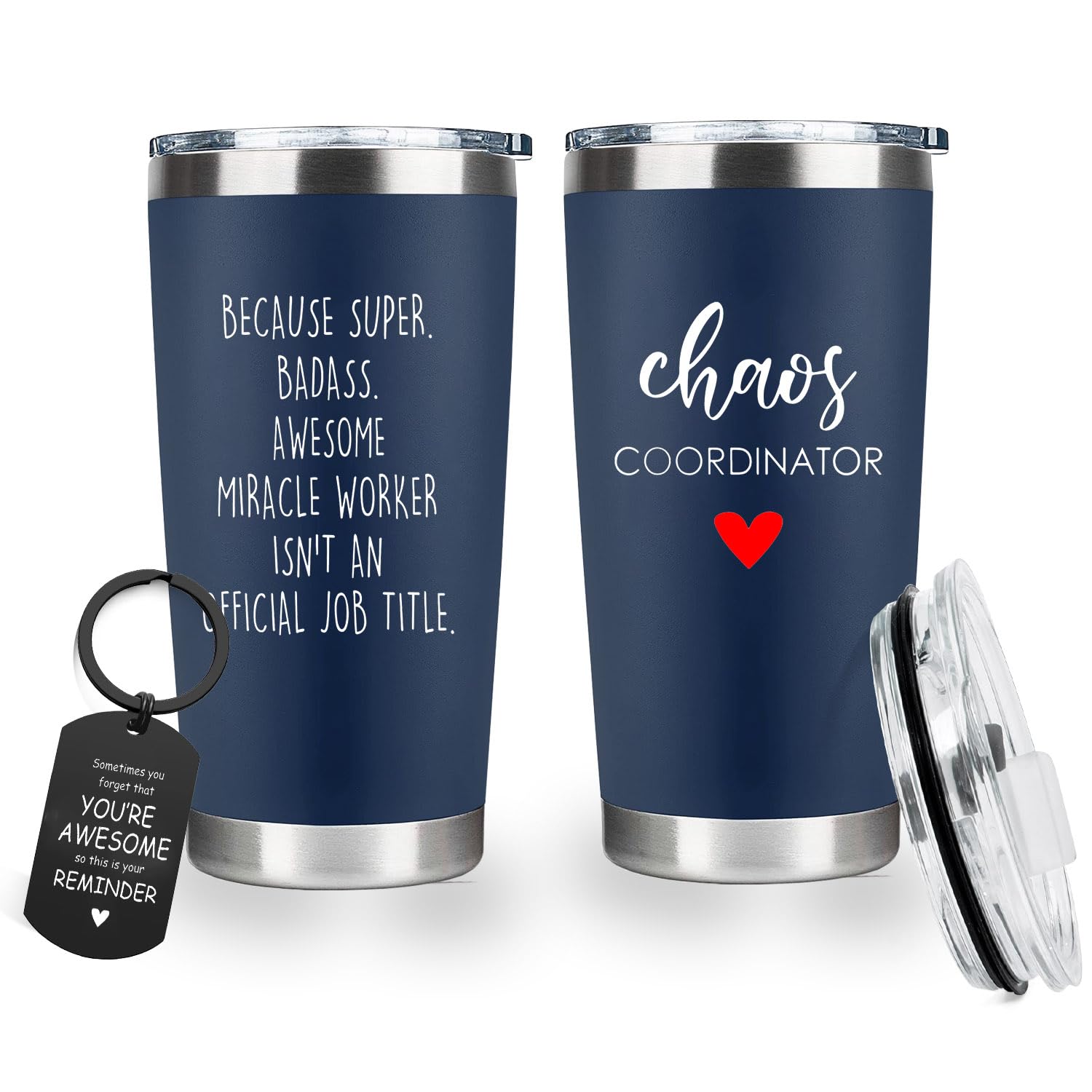 CHICKOR Chaos Coordinator Tumbler 20oz - Funny Gifts for Women, Stainless Steel Insulated Cup with Lid & Straw, Travel Mug for Work, Boss, Coworker, Mom, Strong Women Gifts