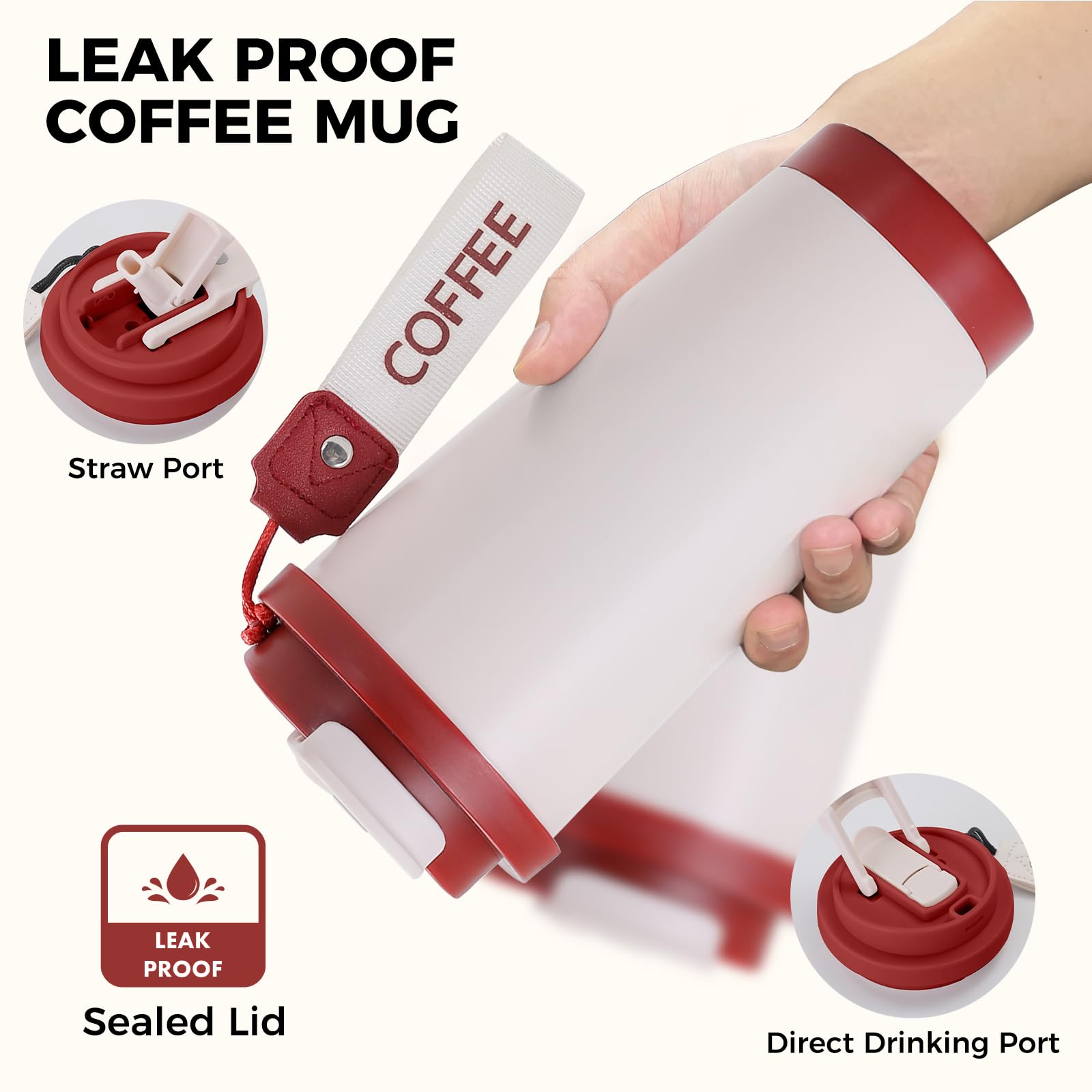 LATTPLYN 2 Pack Travel Coffee Mug, 18 oz Insulated Coffee Cup with Lid, Leakproof Stainless Steel Double-Wall Insulation Coffee Tumbler For Hot/Ice Coffee Tea Reusable Vacuum Thermal Thermos