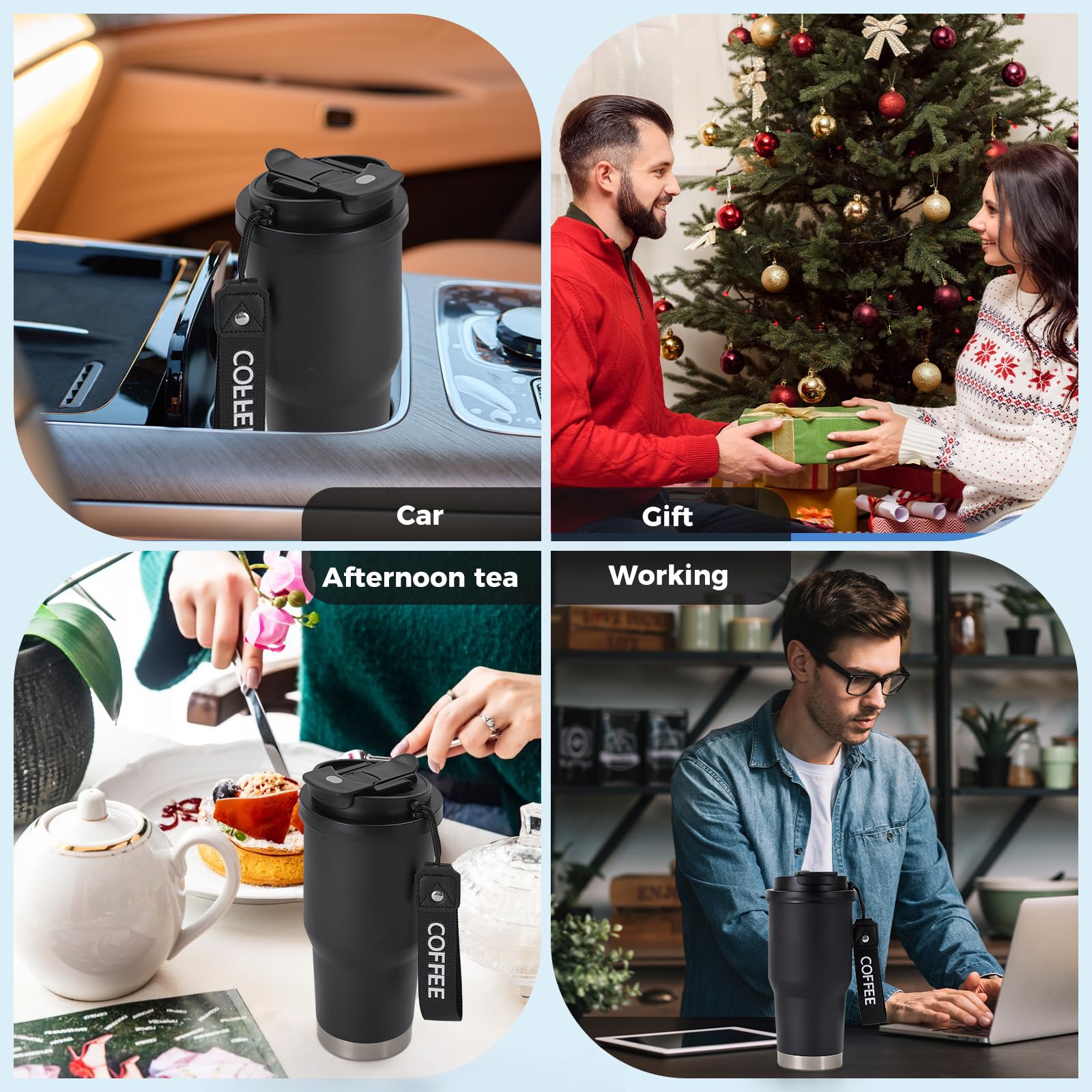 LATTPLYN 2 Pack Travel Coffee Mug, 18 oz Insulated Coffee Cup with Lid, Leakproof Stainless Steel Double-Wall Insulation Coffee Tumbler For Hot/Ice Coffee Tea Reusable Vacuum Thermal Thermos