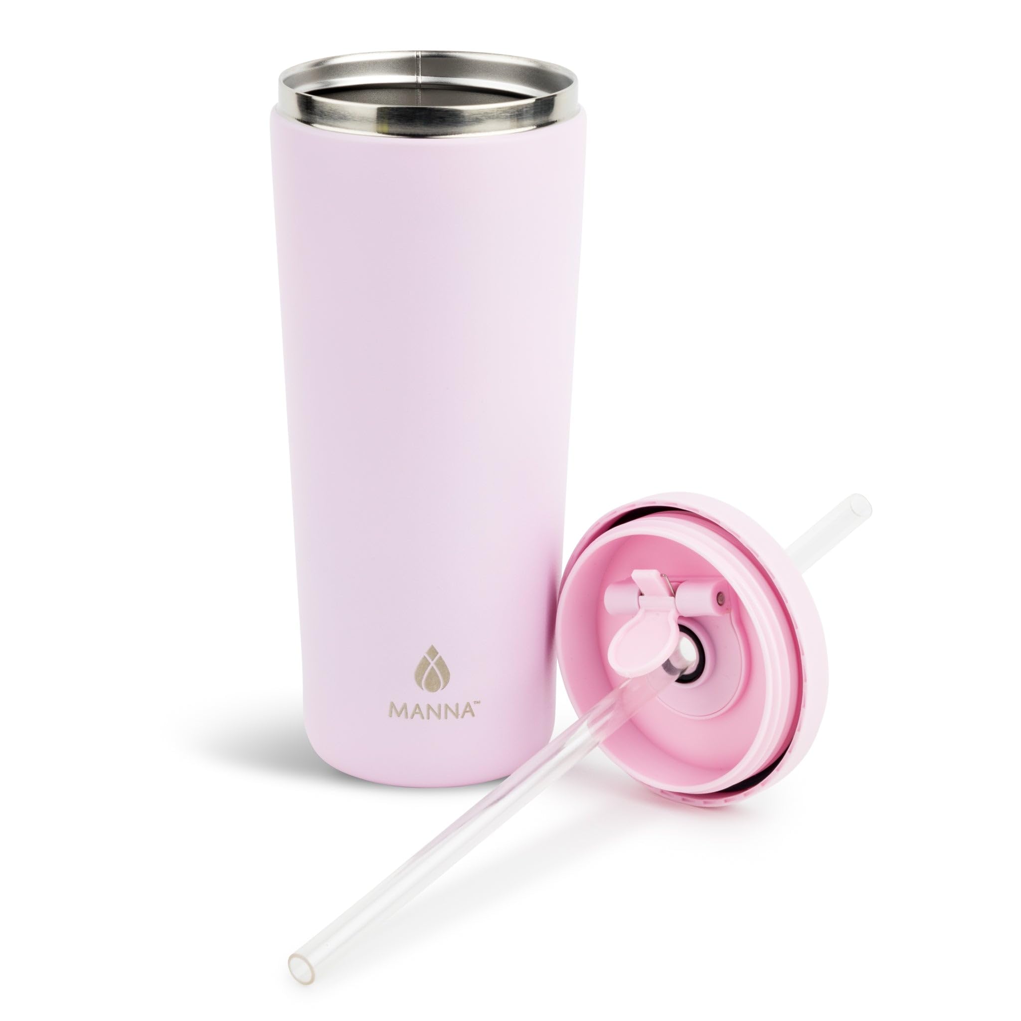 Manna Ranger Double-wall Insulated Stainless Steel Tumbler with Leak-proof Smart Seal Lid and Reusable Tritan Straw - 24 Oz - Lavender
