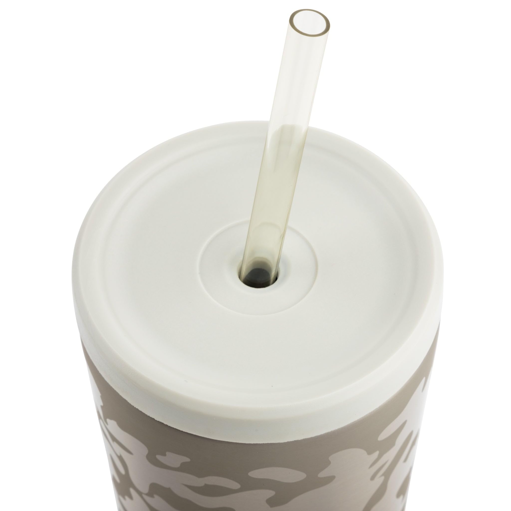 Manna Ranger Double-wall Insulated Stainless Steel Tumbler with Leak-proof Smart Seal Lid and Reusable Tritan Straw - 24 Oz - White Camo