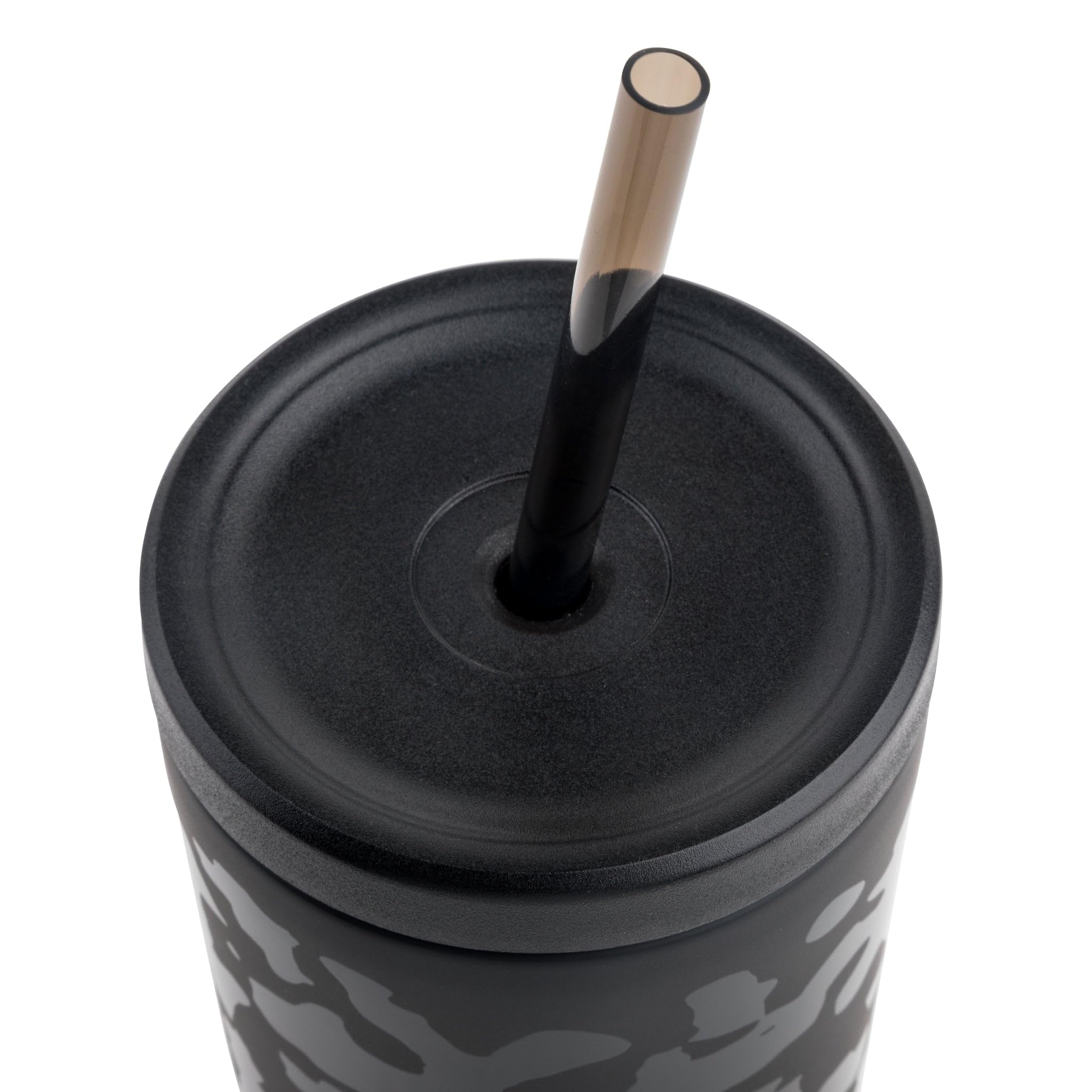 Manna Ranger Double-wall Insulated Stainless Steel Tumbler with Leak-proof Smart Seal Lid and Reusable Tritan Straw - 24 Oz - Black Camo