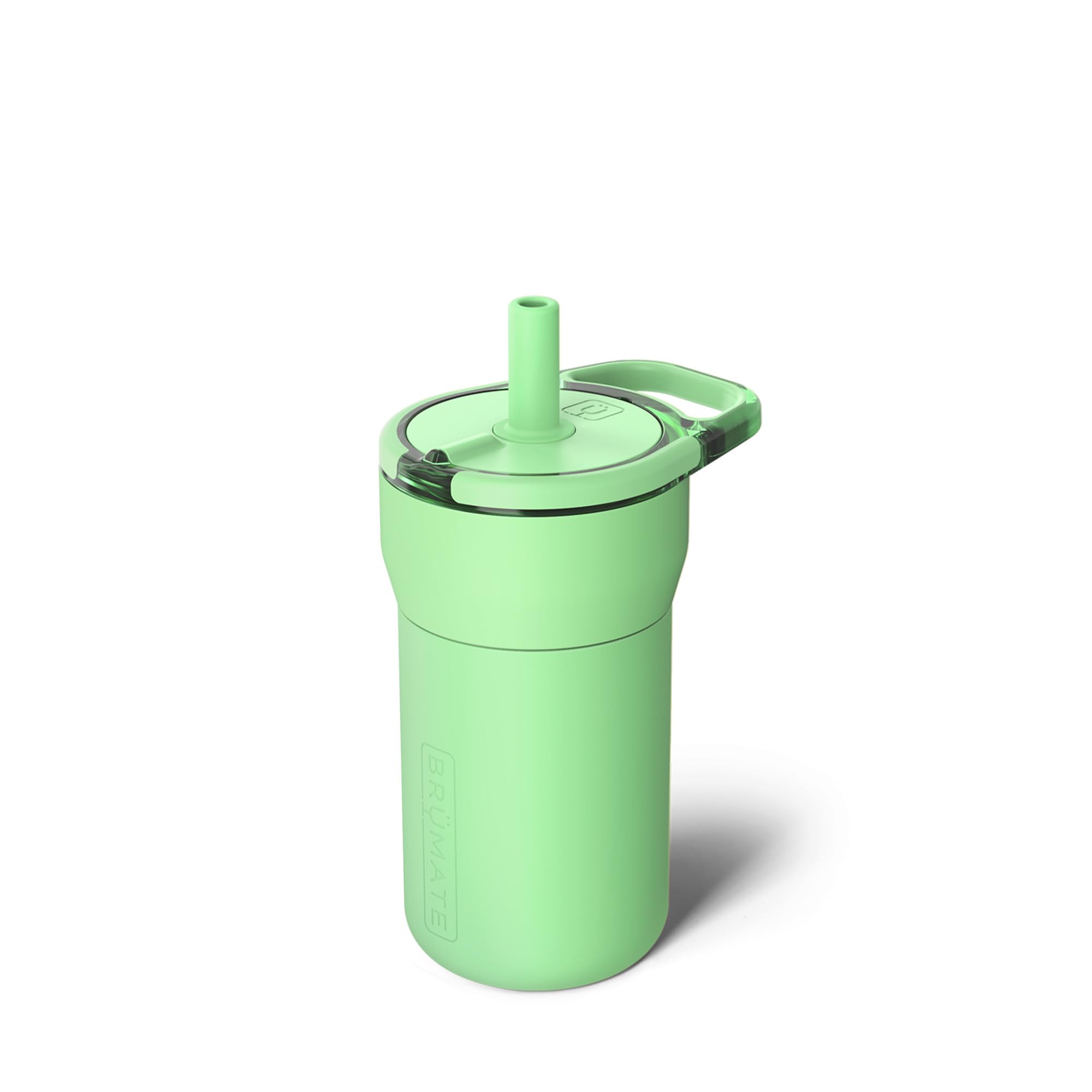 BrüMate Leap 12oz 100% Leakproof Kids Tumbler with Handle and Silicone Soft Straw | Durable Drop Resistant Silicone Sleeve | Made of Insulated Stainless Steel | Cup Holder Friendly | 12oz (Kiwi)