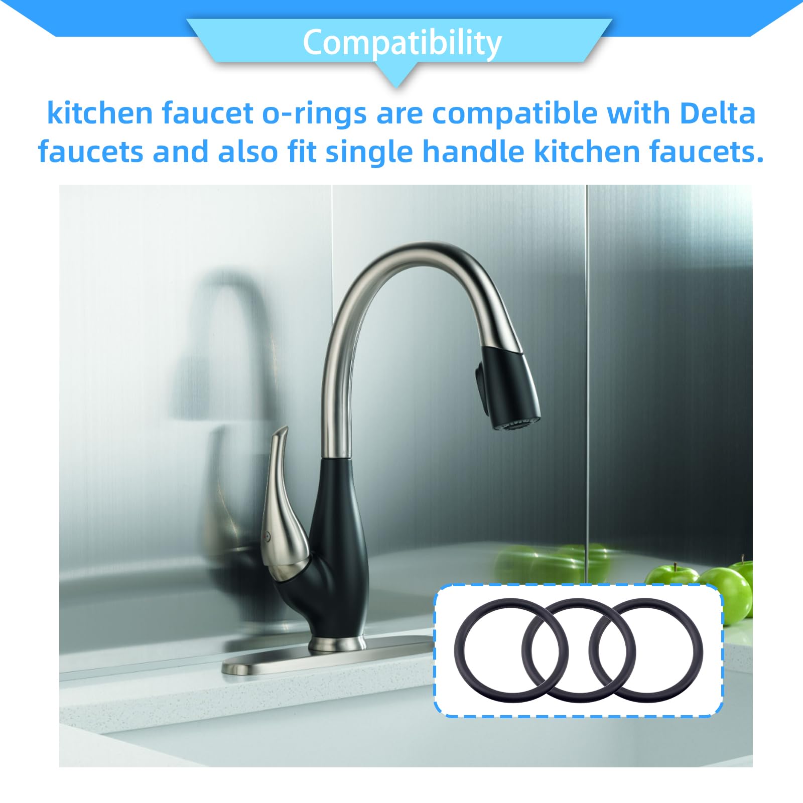 1-1/2Inch O-Rings Compatible with Delta RP25 Faucet Water Fall O-Ring, RP25 O-Rings for Brass Pop-up Drain and Single Handle Kitchen Faucets, Fit Models Produced After 1969, 3 Pack