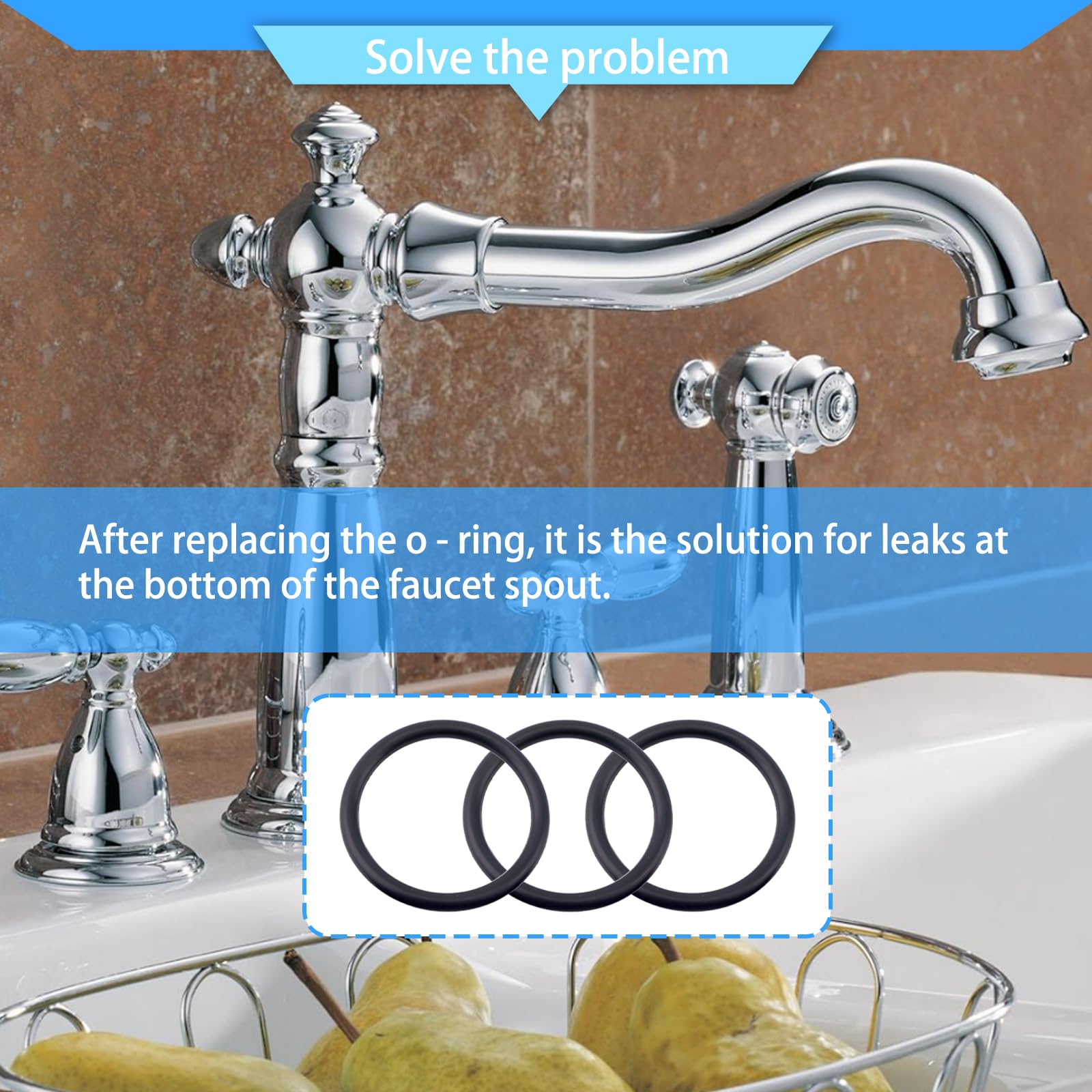 1-1/2Inch O-Rings Compatible with Delta RP25 Faucet Water Fall O-Ring, RP25 O-Rings for Brass Pop-up Drain and Single Handle Kitchen Faucets, Fit Models Produced After 1969, 3 Pack