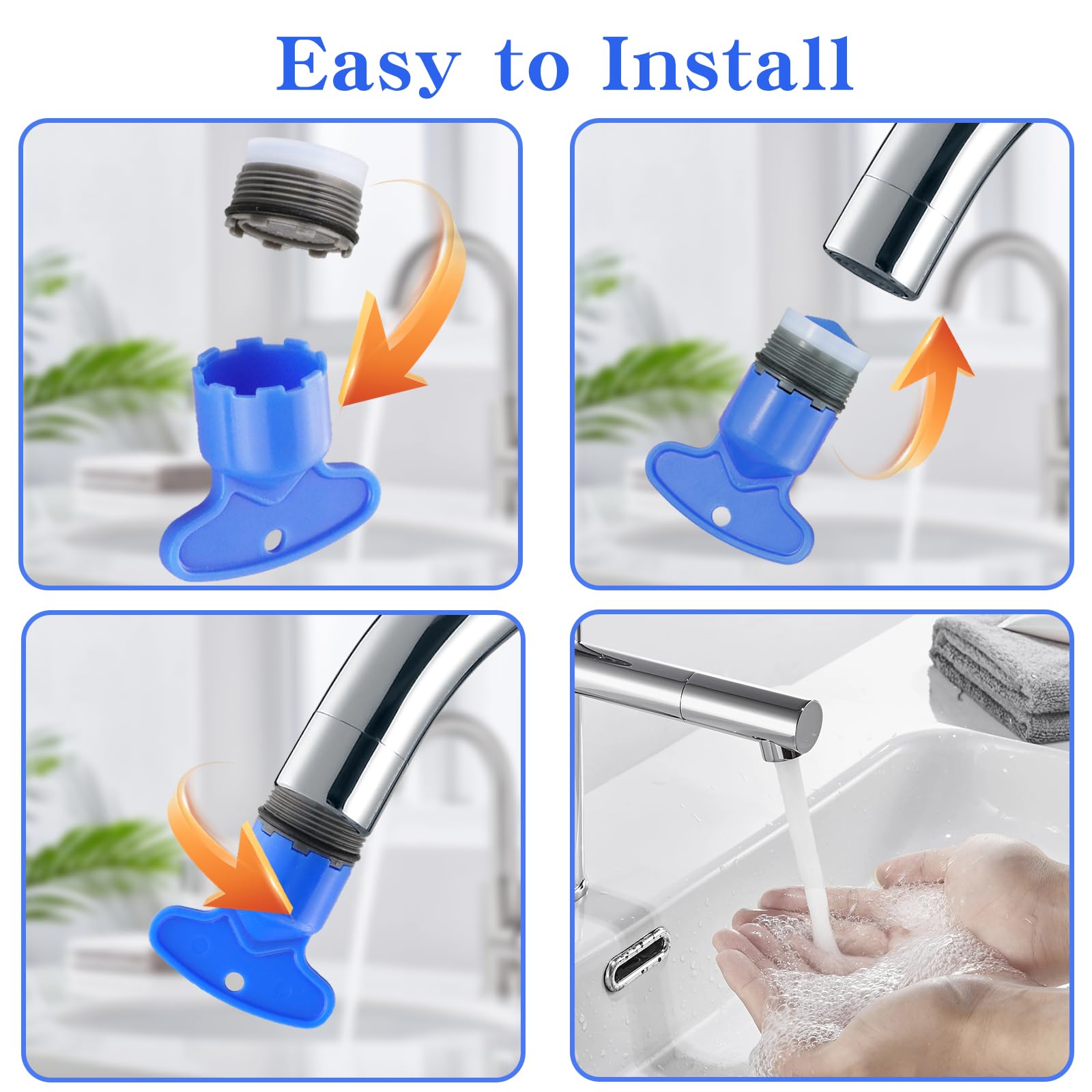 5PCS Faucet Aerator with 1PCS Faucet Cache Aerator Removal Tool, 24mm Sink Aerator Water Saving Flow Restrictor Set Replacement Part for Bathroom or Kitchen Faucet
