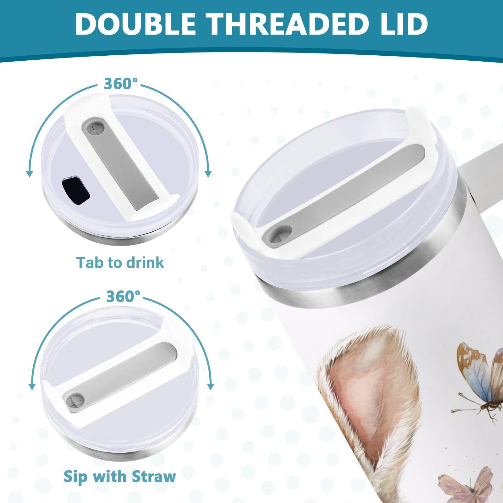 Msyxl 30 oz Insulated Stainless Steel Tumbler with Handle and Straw Lid - Leak-proof Coffee Mug for Men Women, Travel Mug Fits Cup Holder (Easter Bunny)