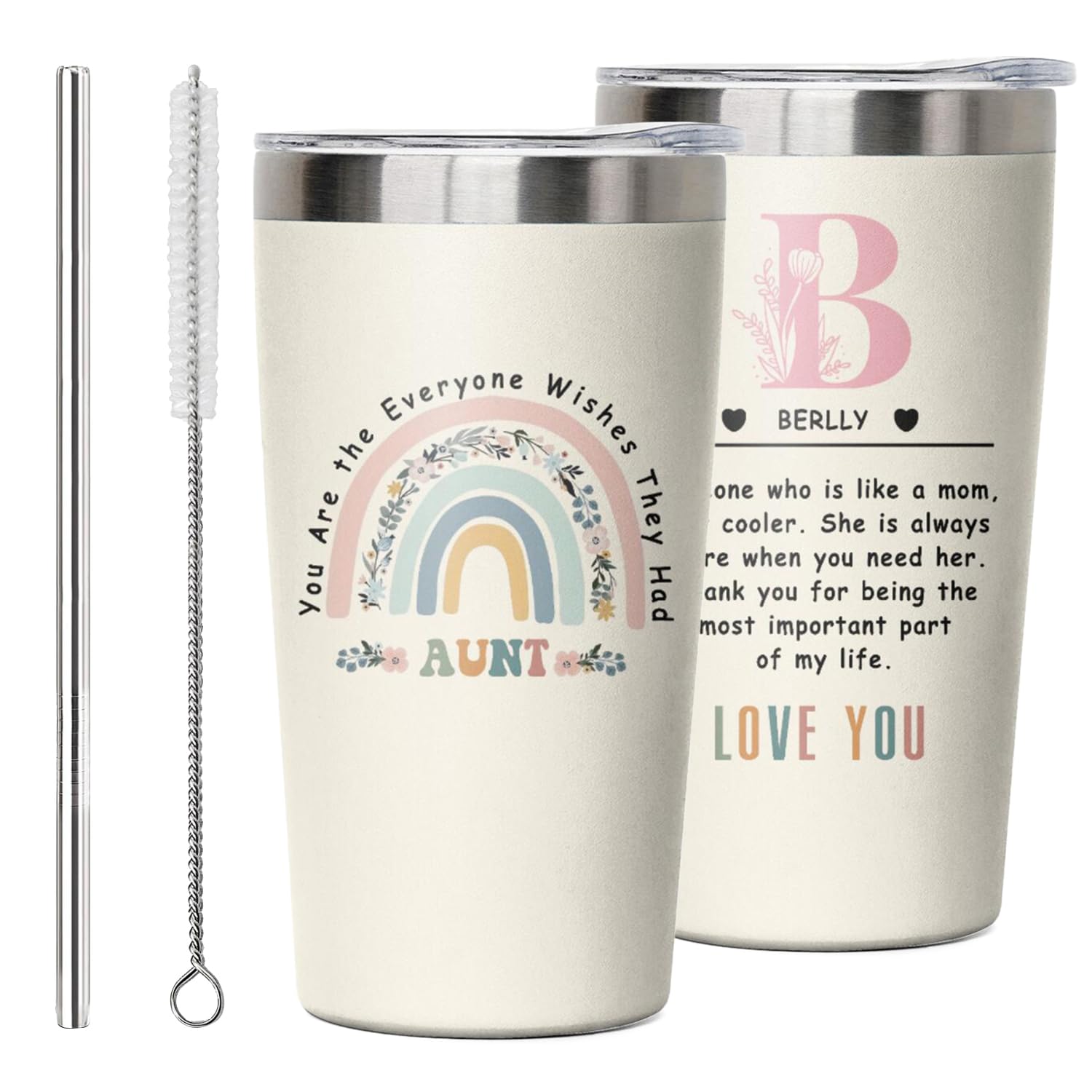 Gifts for Aunt from Daughter Kids Personalized Tumbler for Christmas Birthday Mothers Day Custom Insulated Stainless Steel Tumblers