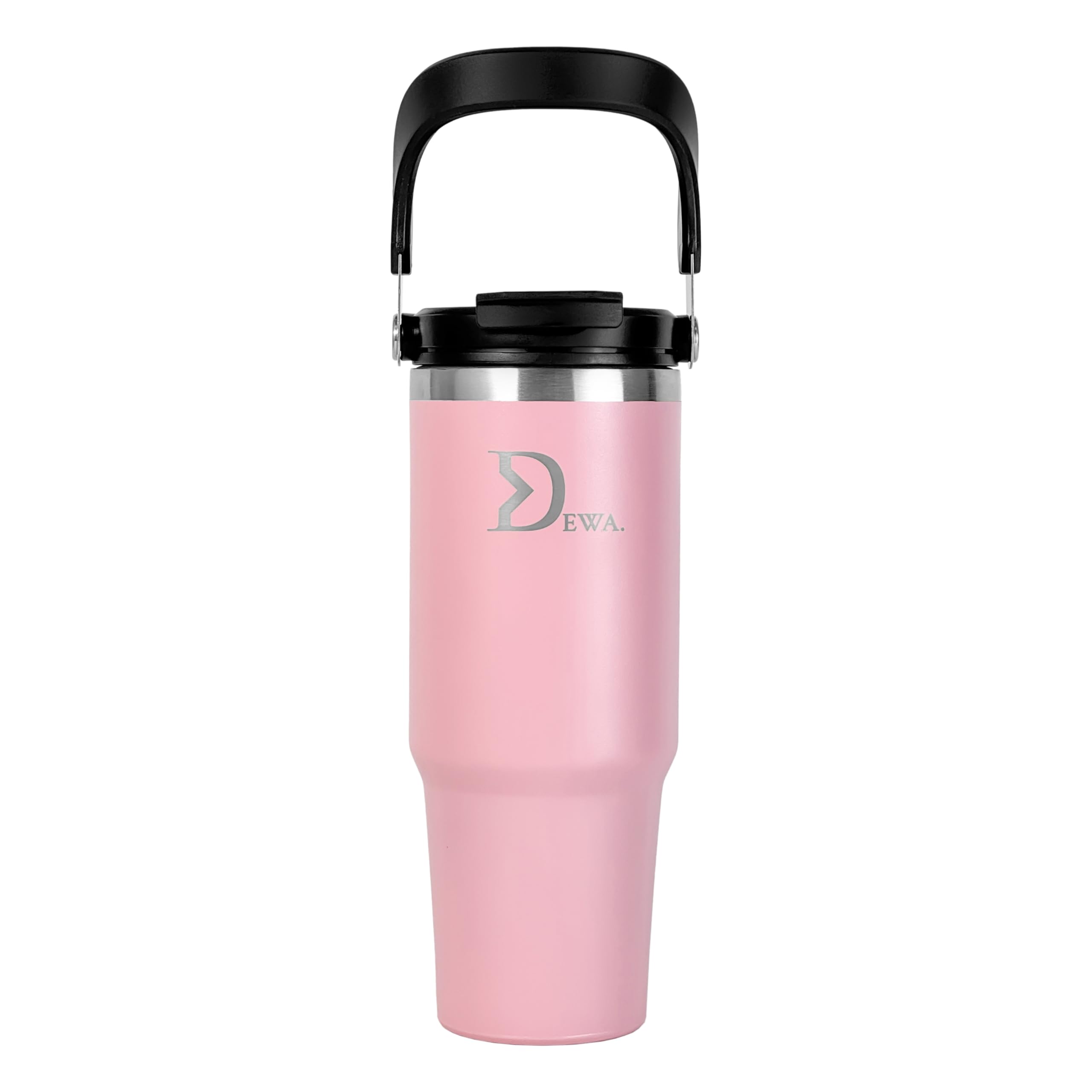 DEWA Iceflow stainless steel Tumbler | 30 oz Tumbler with Double Flip Straw | Premium Insulated Stainless Steel | Keeps Drinks Cold For 24 Hours, Hot For 12 Hours | BPA -Free. (Light Pink)