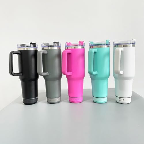 Zidech Music Speaker Tumbler Bluetooth-40 oz tumbler with handle and straw-Insulated Travel Mug - Music Coffee Cup (Grey)