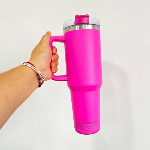 Zidech Music Speaker Tumbler Bluetooth-40 oz tumbler with handle and straw-Insulated Travel Mug - Music Coffee Cup (Hot Pink)
