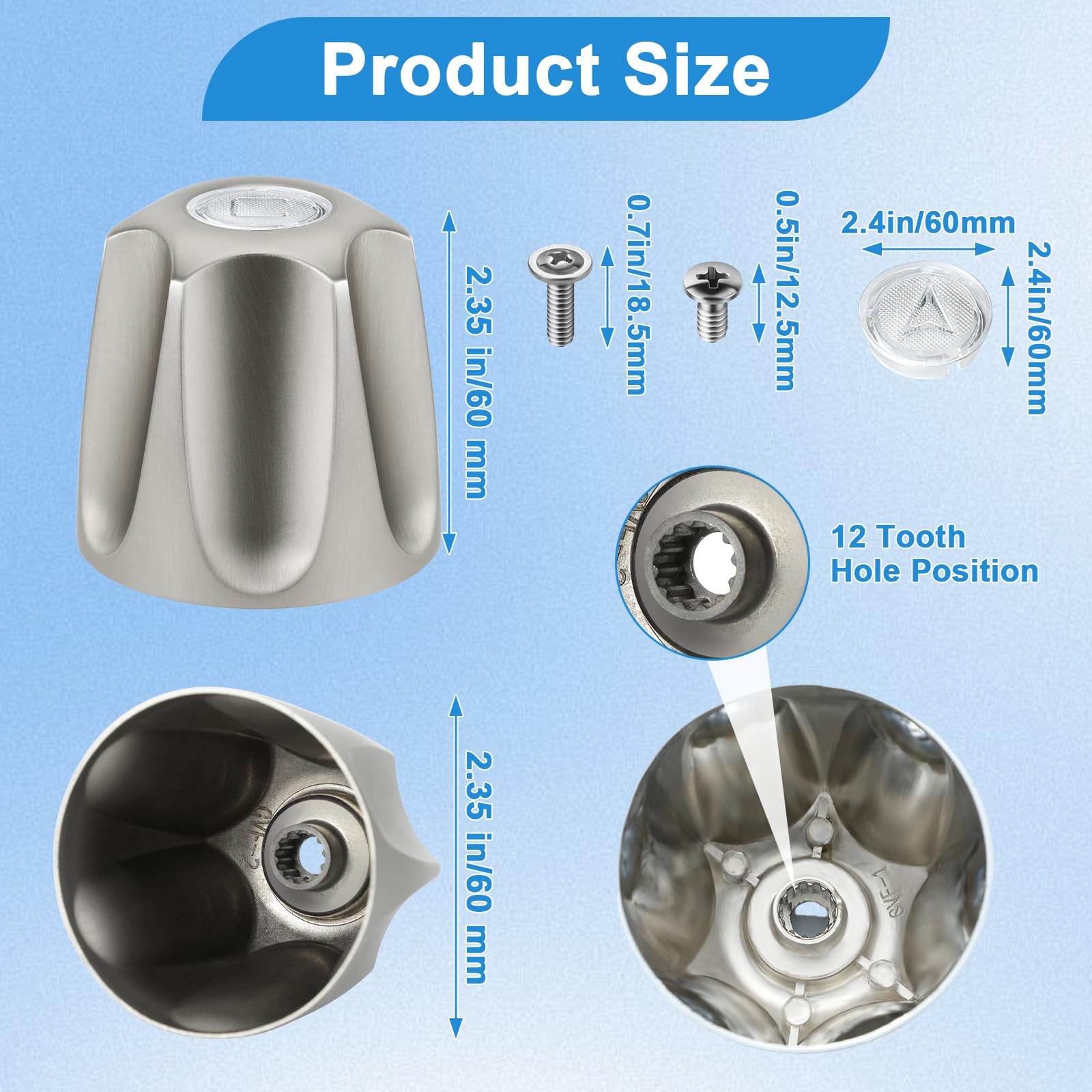 Metal 3 Piece Shower Knob Replacement, Compatible with Price Pfister Verve and Bathtub/Shower Faucet Handle, Include Hot and Cold/Diverter Shower Knob and 3 Screws (Brushed Nickel)