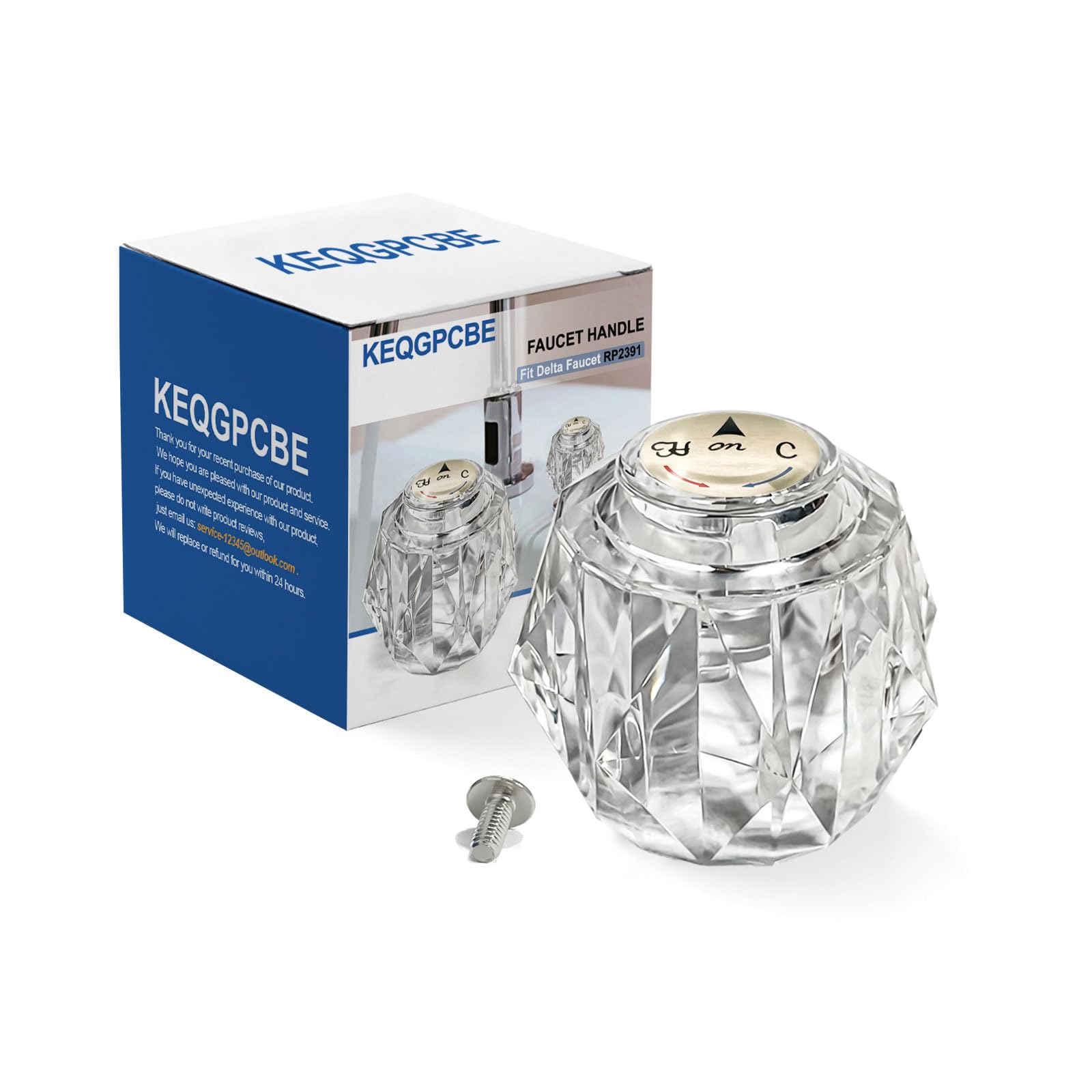 Replacement Single Clear Knob Faucet Handle Fit for Delta RP2391 with Offset Hole for Shower/Tub 2-1/2" x 2-1/8" Clear Acrylic Finish