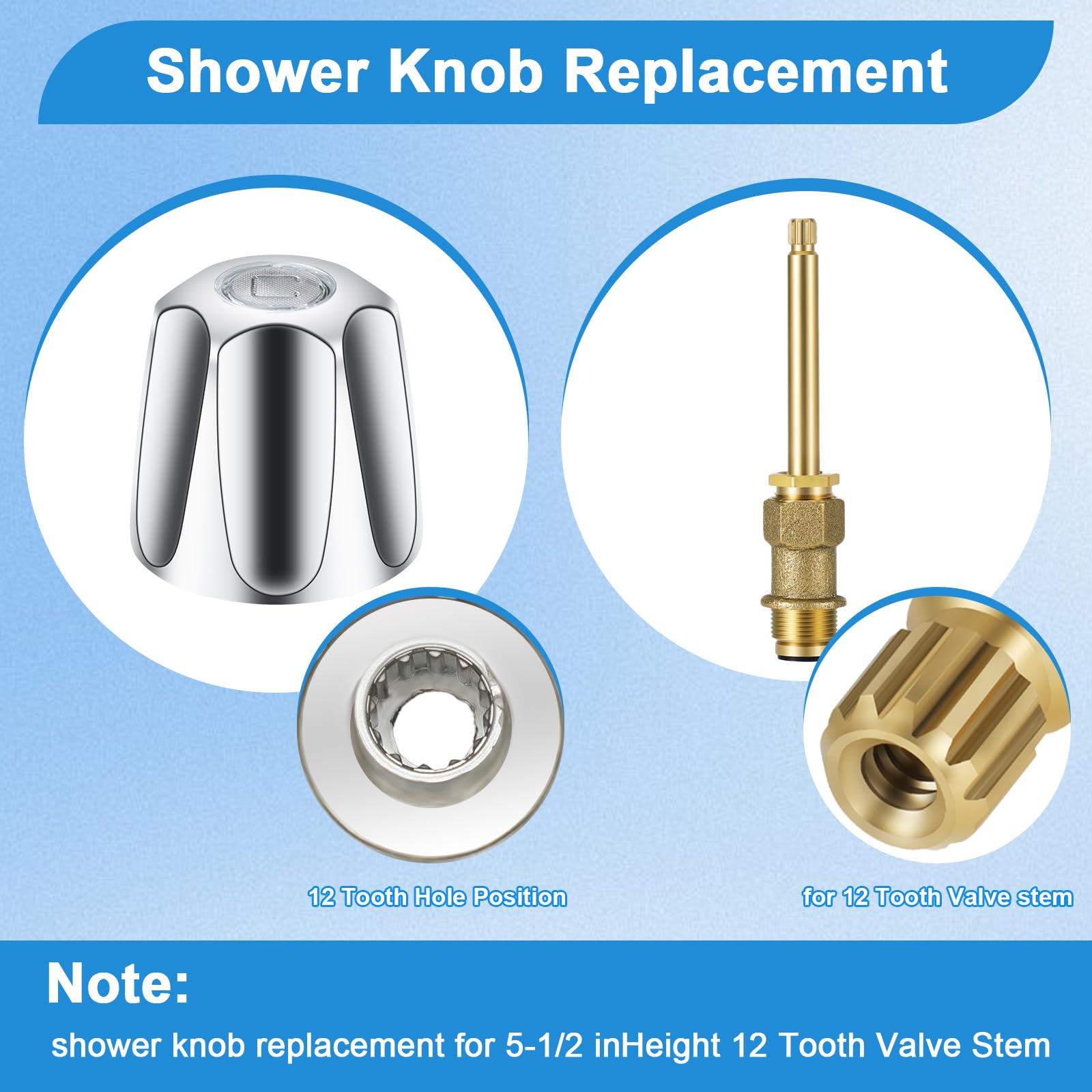 Metal 3 Piece Shower Knob Replacement, Compatible with Price Pfister Verve and Bathtub/Shower Faucet Handle, Include Hot and Cold/Diverter Shower Knob, Height 2.35 in Width 2.35 in (Polished Chrome)