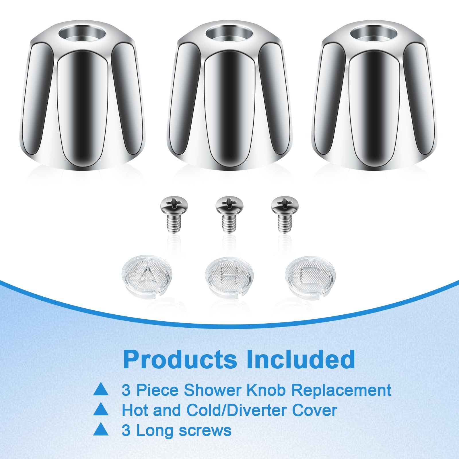 Metal 3 Piece Shower Knob Replacement, Compatible with Price Pfister Verve and Bathtub/Shower Faucet Handle, Include Hot and Cold/Diverter Shower Knob, Height 2.35 in Width 2.35 in (Polished Chrome)