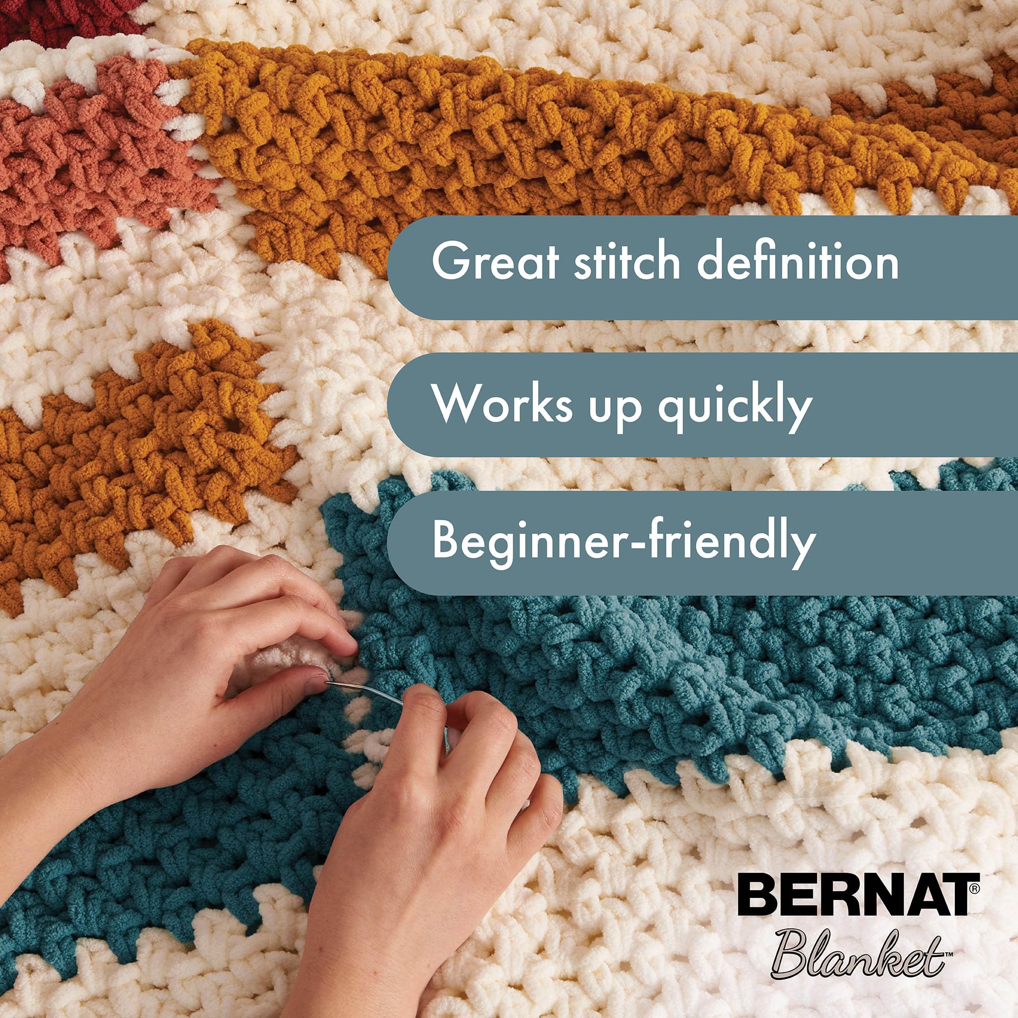 Bernat Blanket BB DEEP SEA Yarn - 2 Pack of 300g/10.5 oz - 100% Polyester - #6 Super Bulky - 220 Yards - Knitting/Crochet