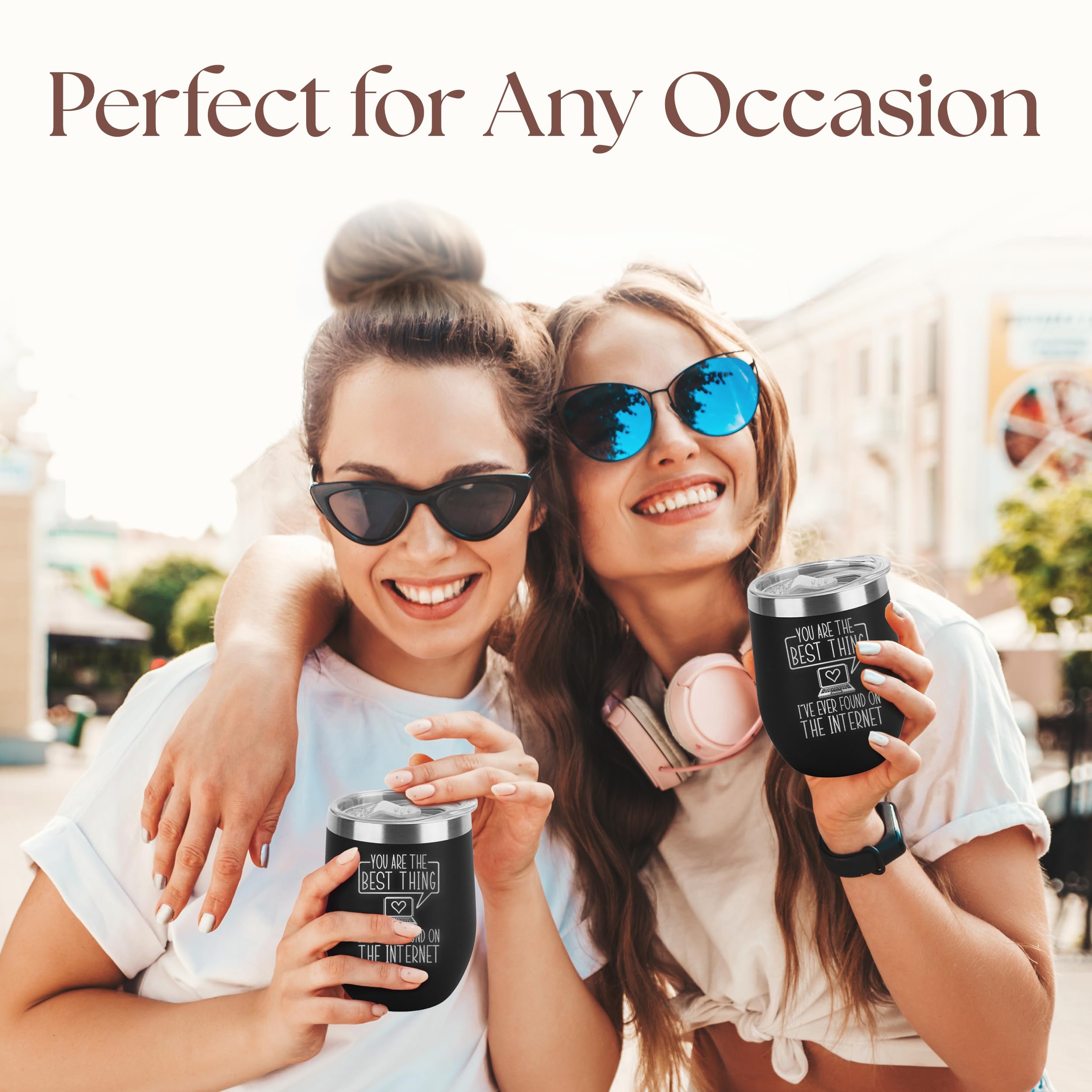 You Are The Best Thing I Ever Found on The Internet Engraved Insulated Stainless Steel Wine Tumbler with Lid 12 oz. Gift for Couples (Black)