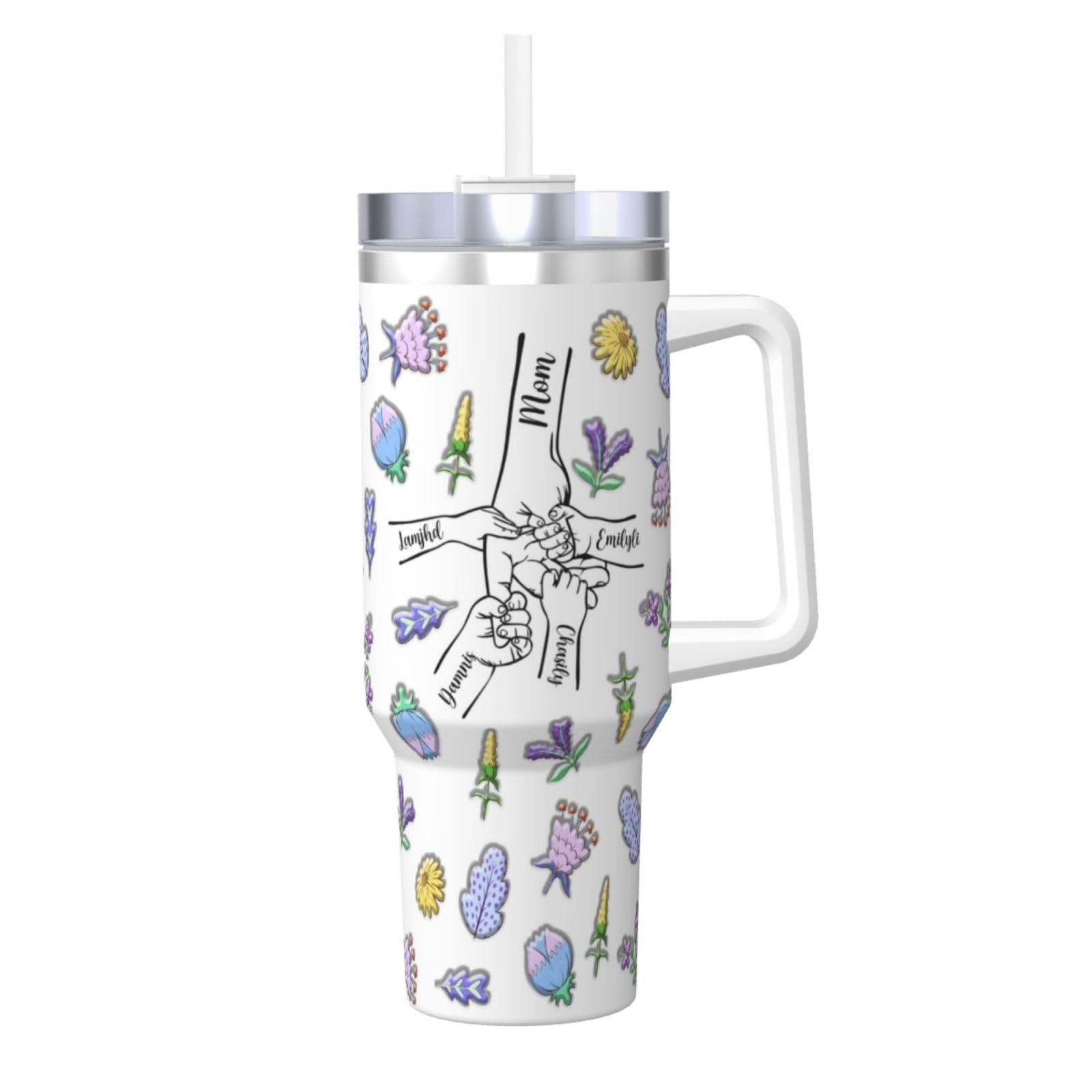 Personalized 40 Oz Stainless Steel Tumbler Best Mom Ever Cup Gift, Custom Name 3D Inflated Effect Travel Mug, Birthday Valentine's Day Coffee Mug for Mom Nana Mothers Day Gifts for Mom,03