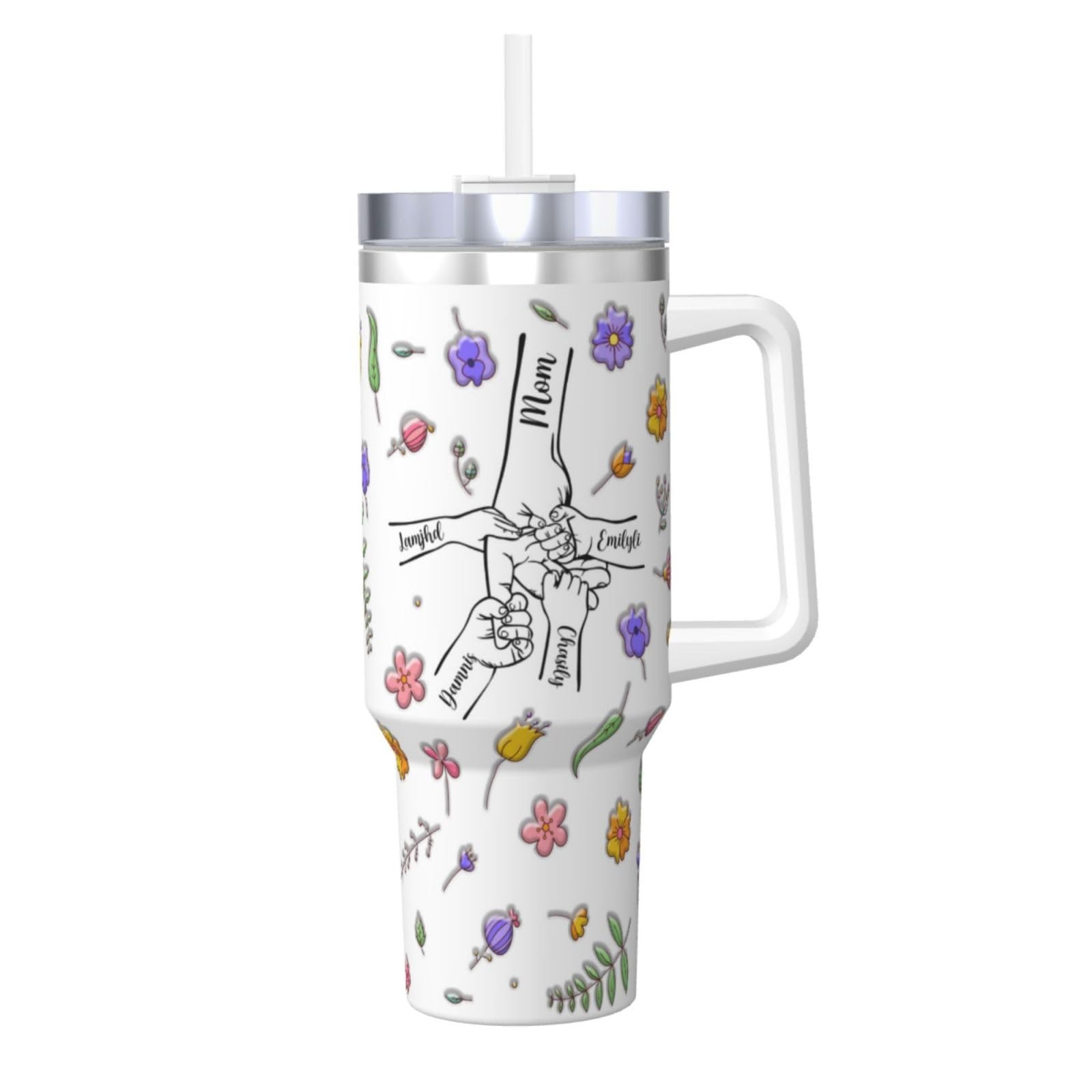Personalized 40 Oz Stainless Steel Tumbler Best Mom Ever Cup Gift, Custom Name 3D Inflated Effect Travel Mug, Birthday Valentine's Day Coffee Mug for Mom Nana Mothers Day Gifts for Mom,01