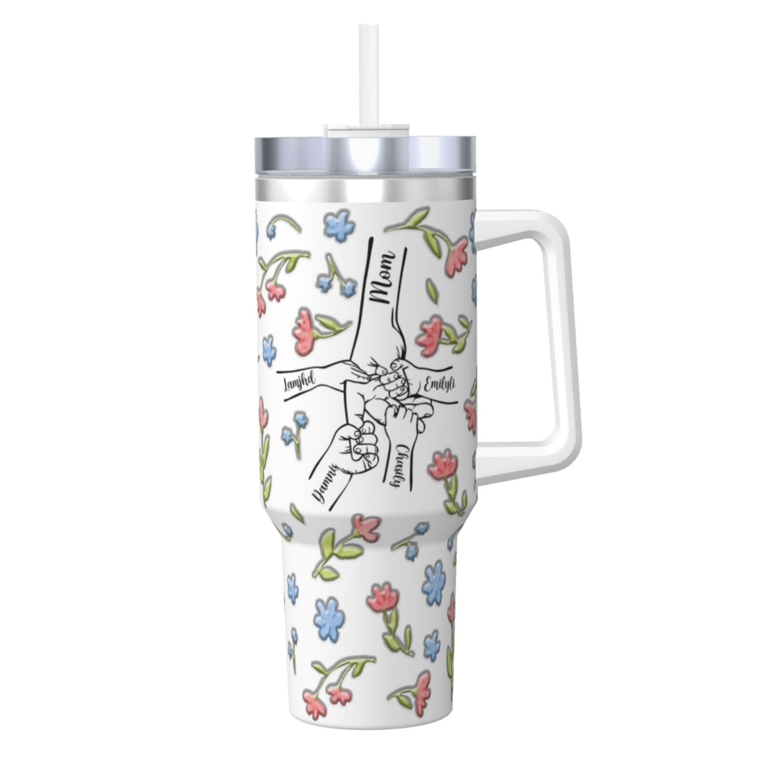 Personalized 40 Oz Stainless Steel Tumbler Best Mom Ever Cup Gift, Custom Name 3D Inflated Effect Travel Mug, Birthday Valentine's Day Coffee Mug for Mom Nana Mothers Day Gifts for Mom,05